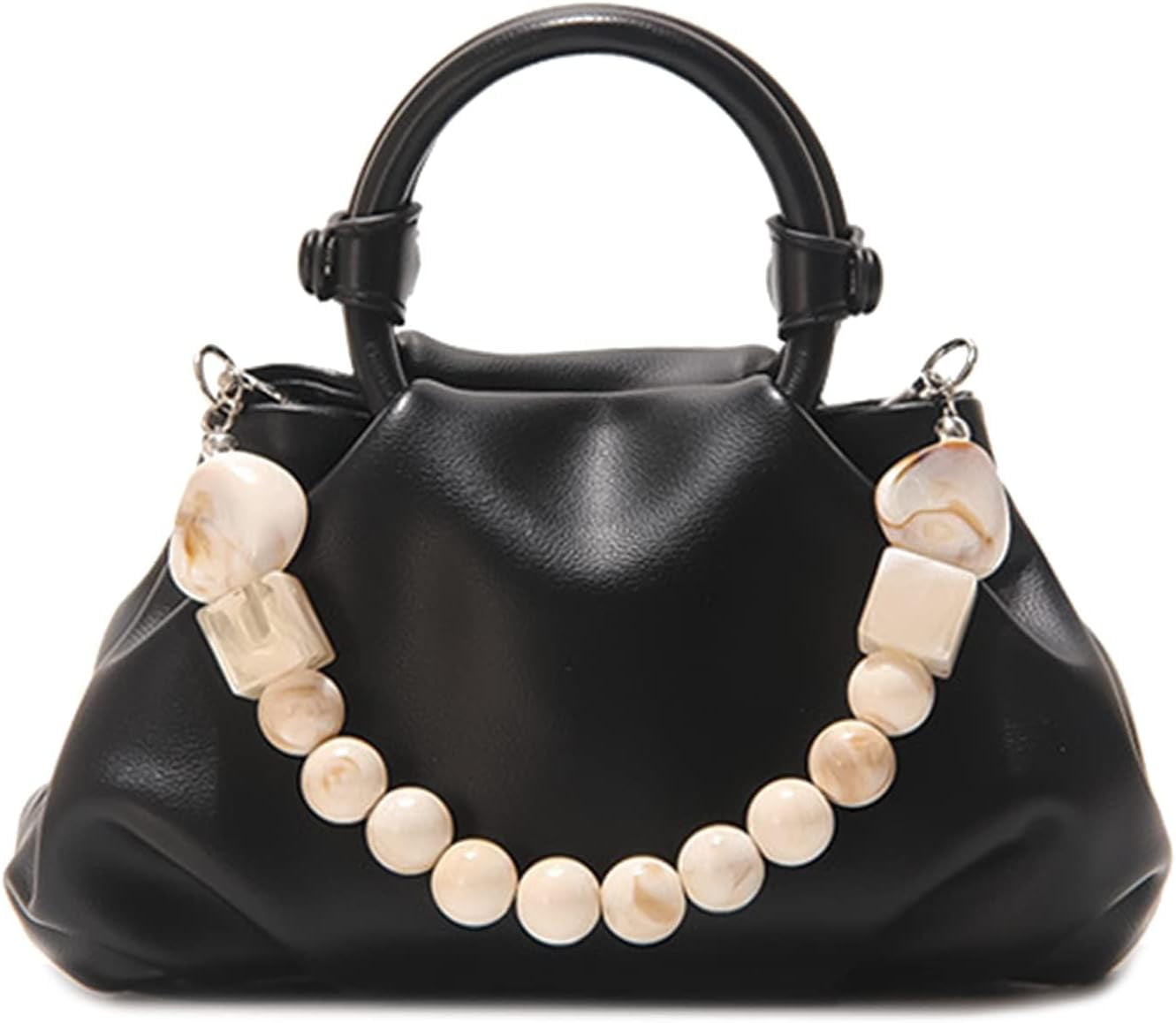 Women's Chain Pouch Bag，Cloud-Shaped Dumpling Clutch Purse,pearls ...
