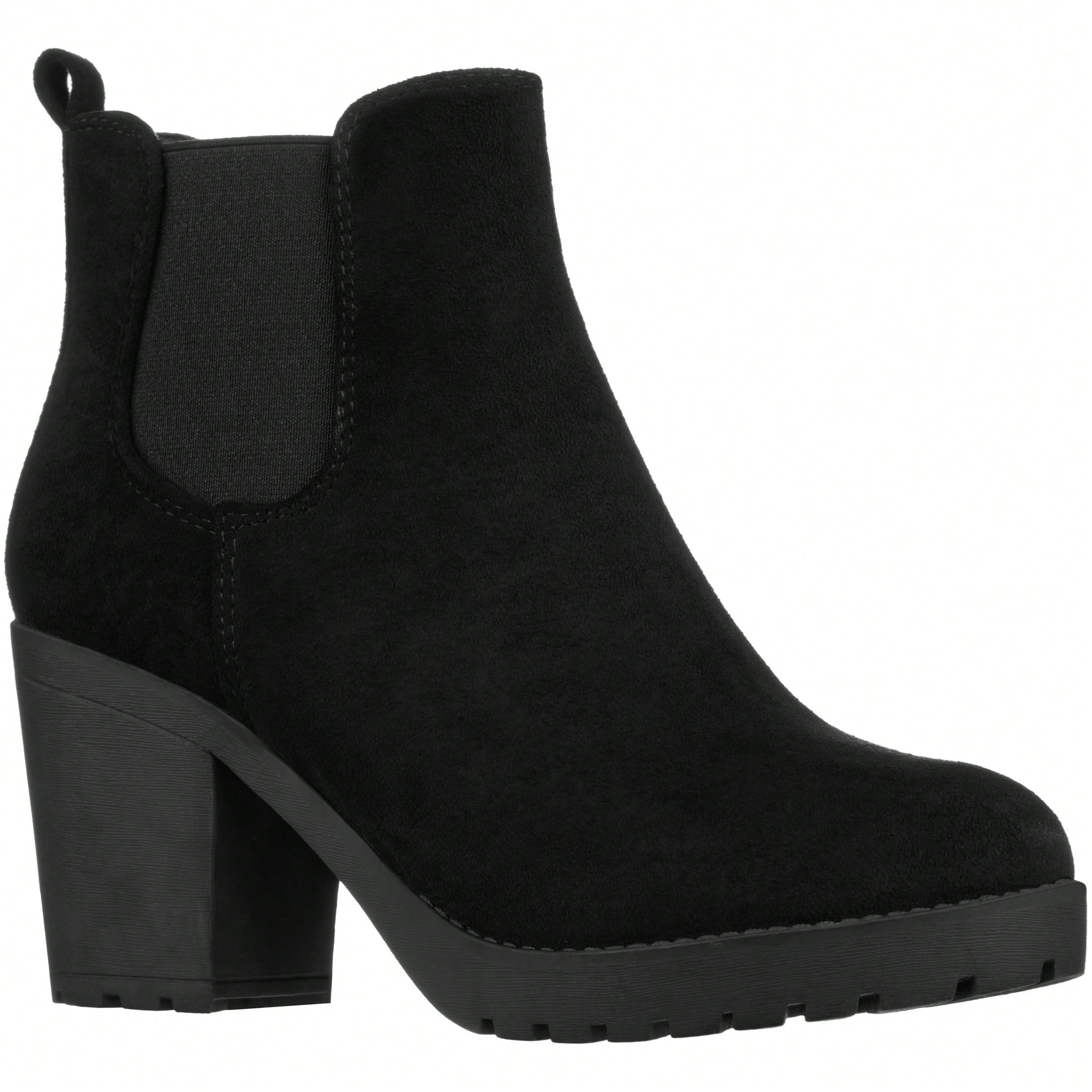 Women's Chelsea Boots Chunky Heel Ankle Boots Round Toe High Heel Ankle ...