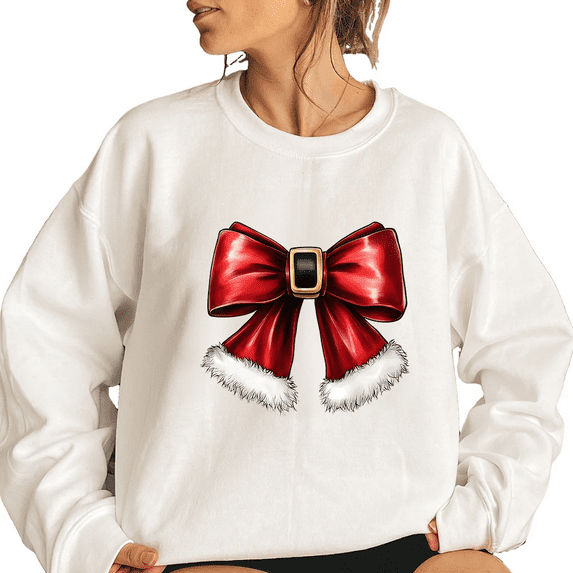 Women’s Christmas Bow Graphic Sweatshirt – Adorable Holiday, Perfect ...
