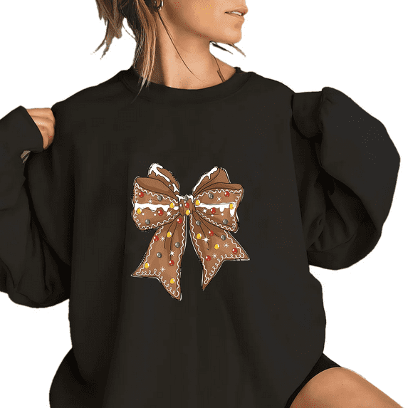 Women’s Christmas Bow Graphic Sweatshirt – Adorable Holiday, Perfect ...