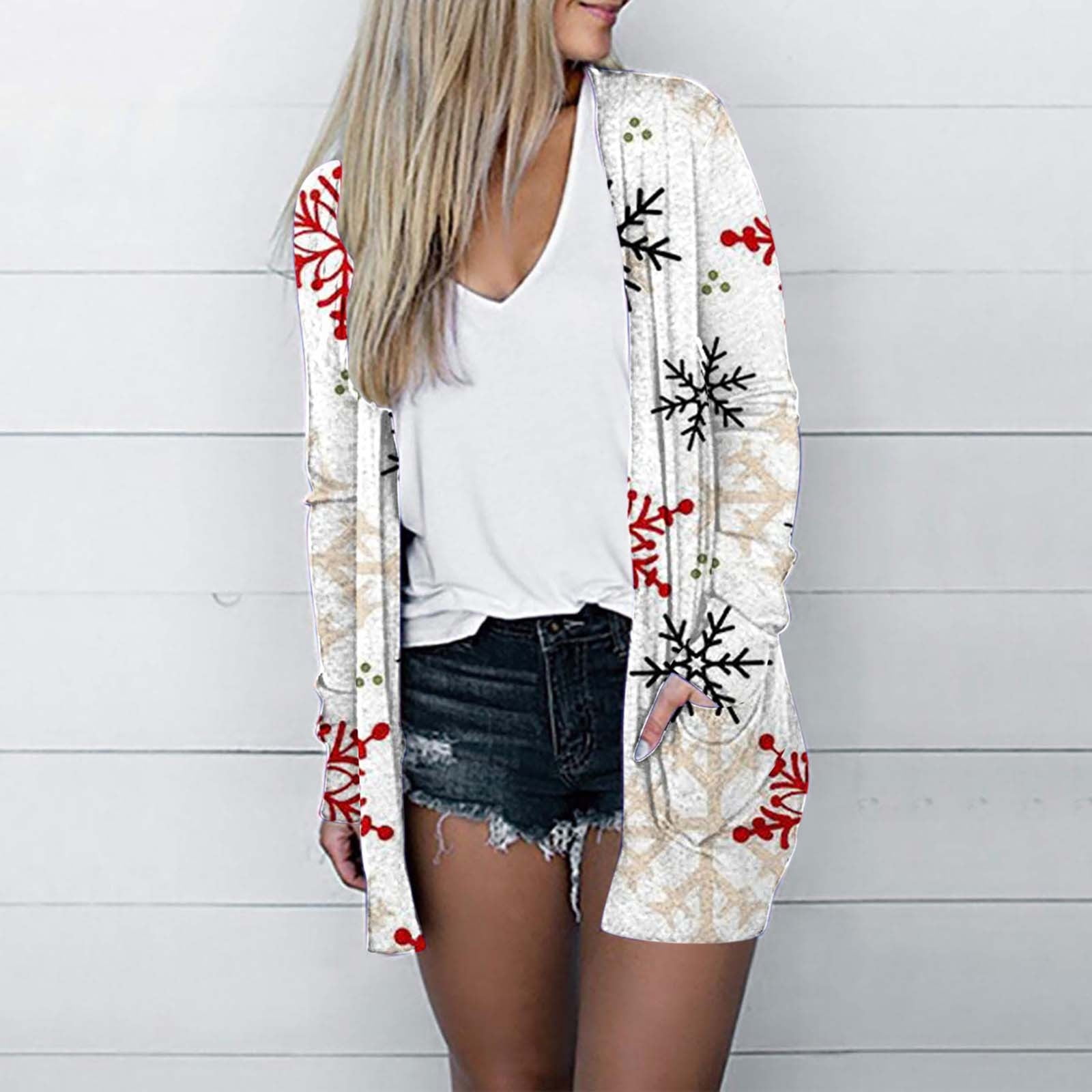Women's Christmas Cardigans,Lightweight Cardigans for Women, Holiday ...