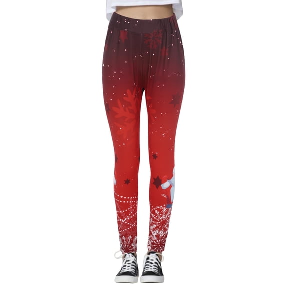 Women's Christmas Christmas Santa Claus Snowman Leggings Skinny Pants ...