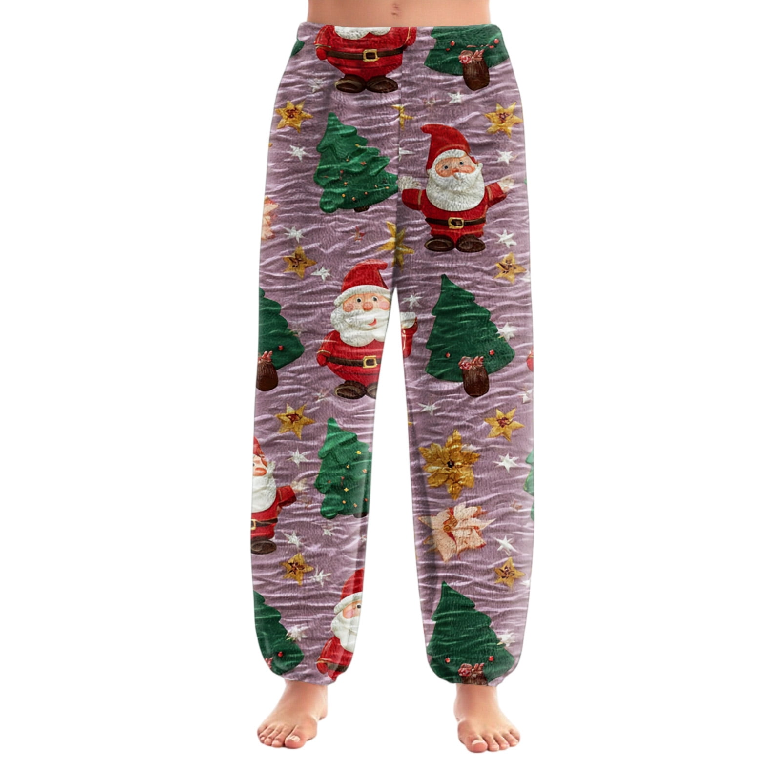 Women's Christmas Print Cuffed Casual Pants and Pajama Pants, Home ...
