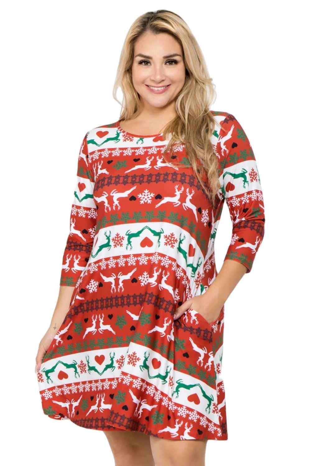 Women's Christmas Print Dress, Fair Isle Reindeer Print, XL - Walmart.com