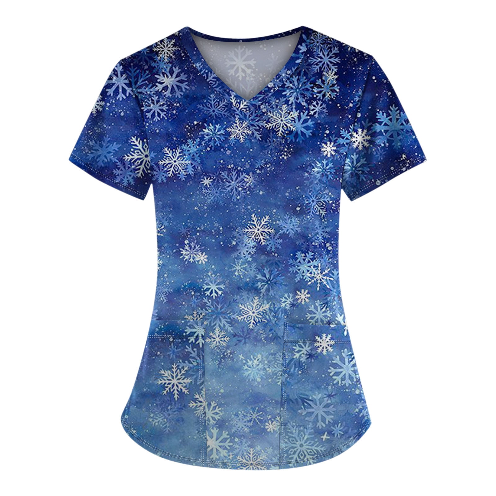Women's Christmas Scrub Top Festive Holiday Medical Uniform with ...
