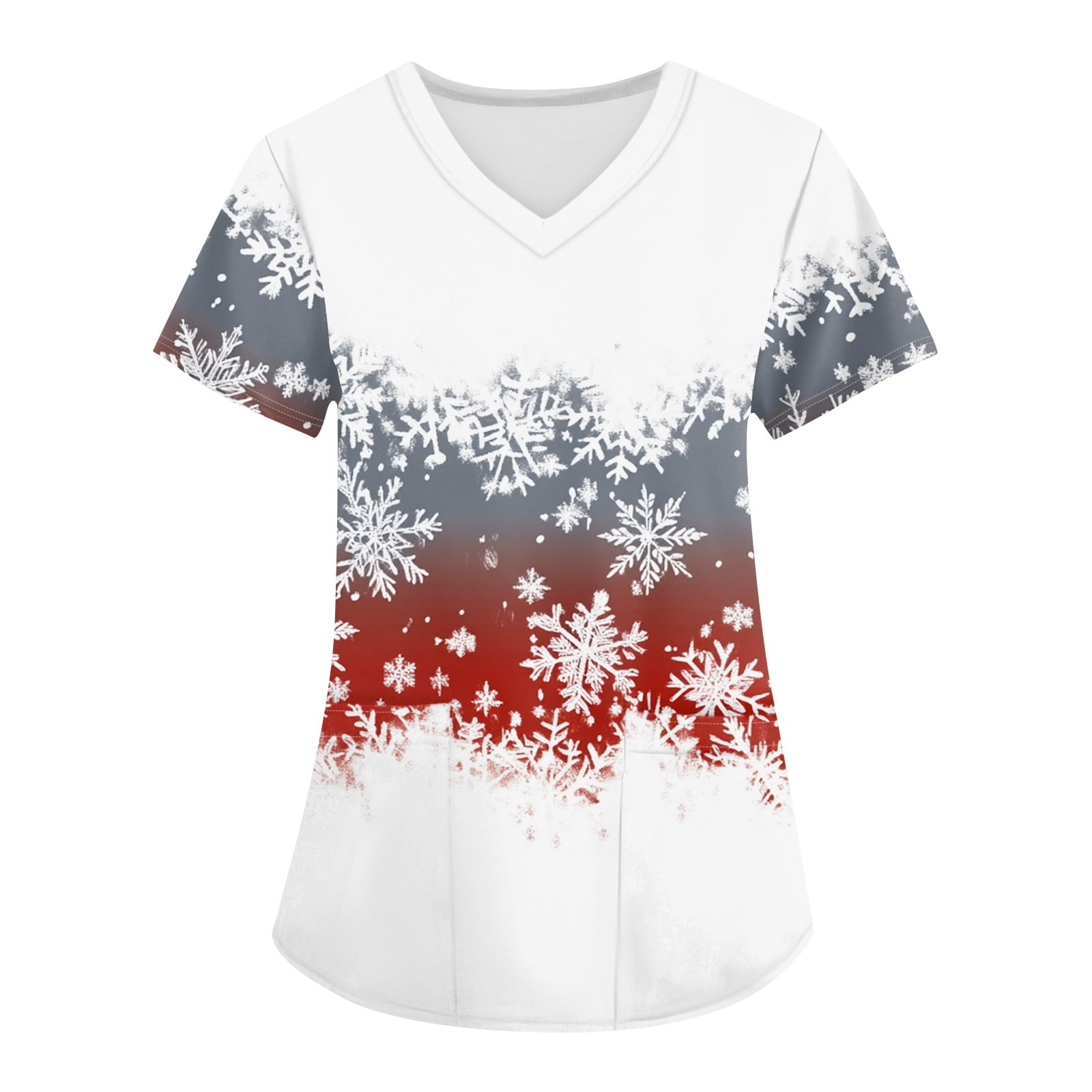Women's Christmas Scrub Top Festive Holiday V-Neck Medical Uniform with ...