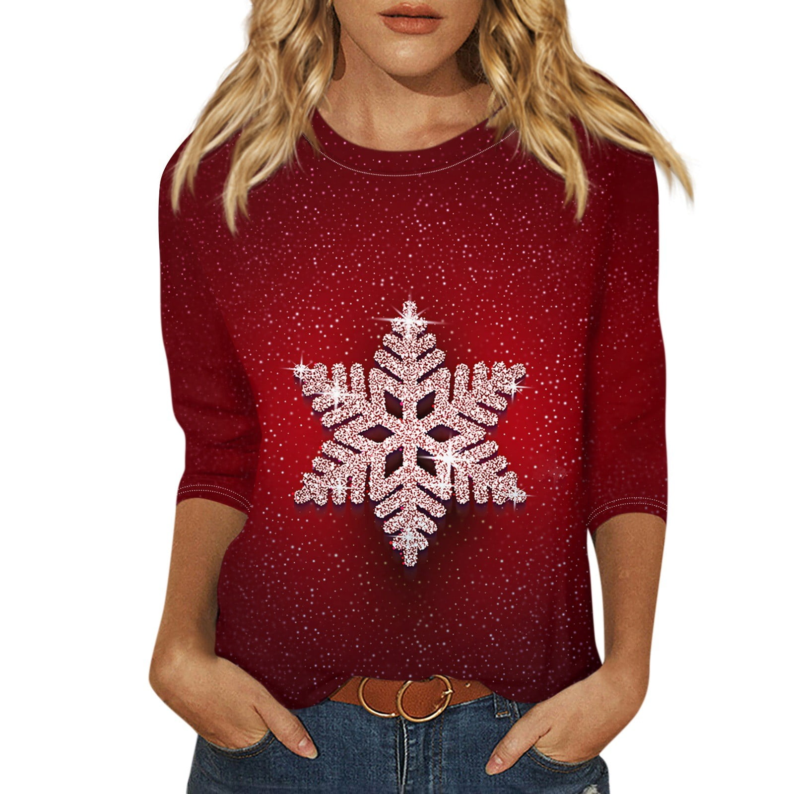 Women's Christmas Shirt Womens Christmas Tops Cute Xmas Printed Funny ...