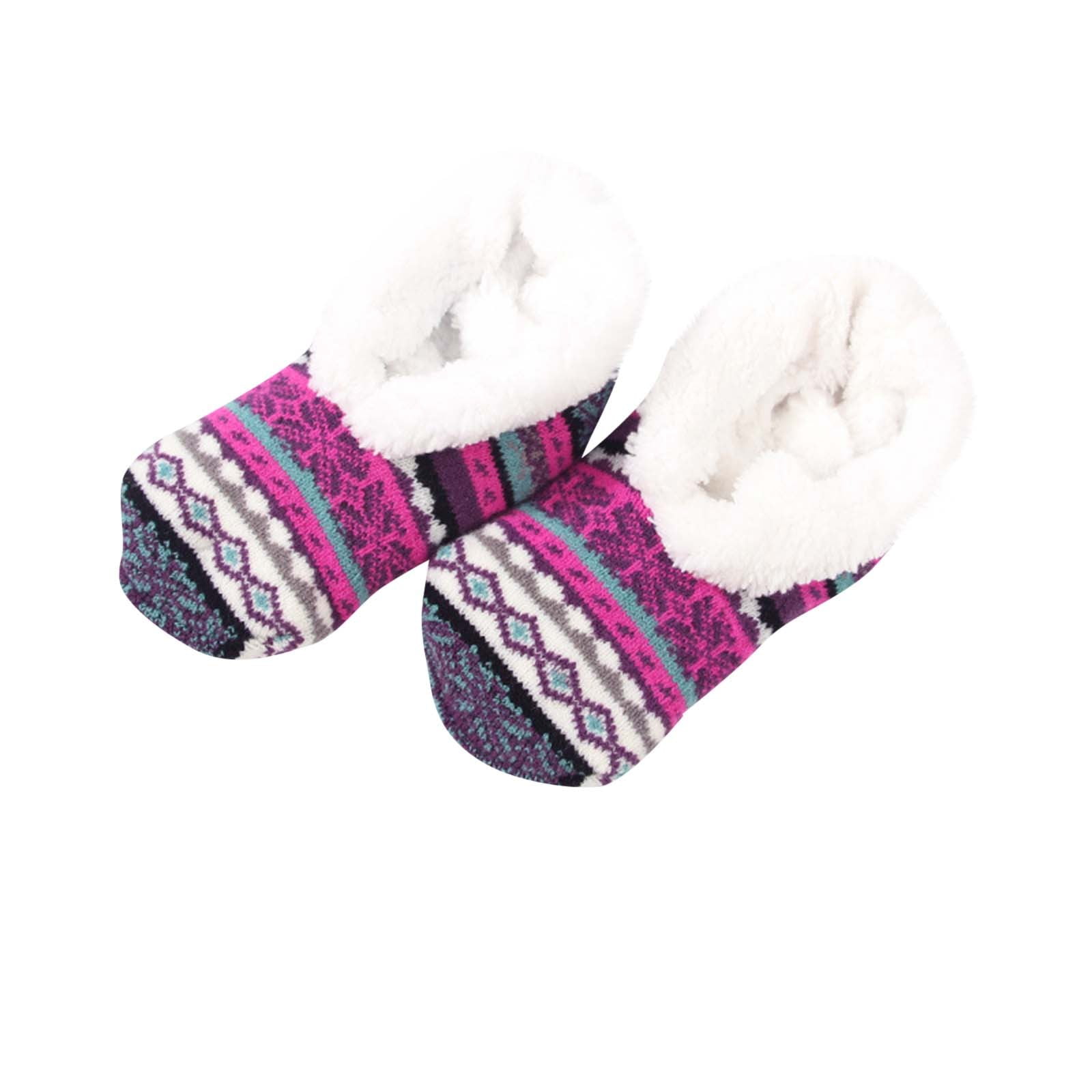 Women's Christmas Soft Sole Slipper Socks Warm Thick Knit Slippers ...