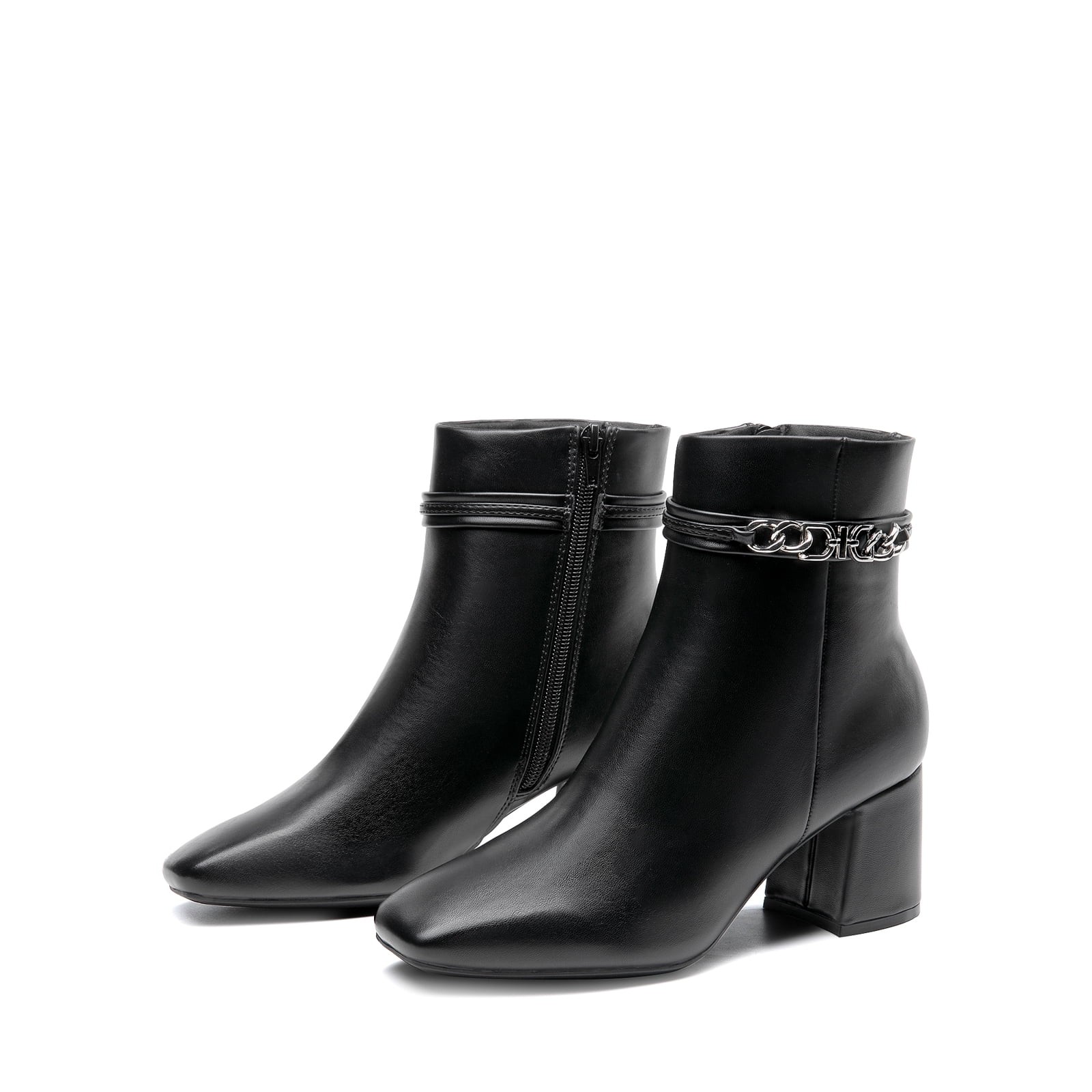 Women's Chunky High Heel Chain Decor Ankle Boots - Walmart.com