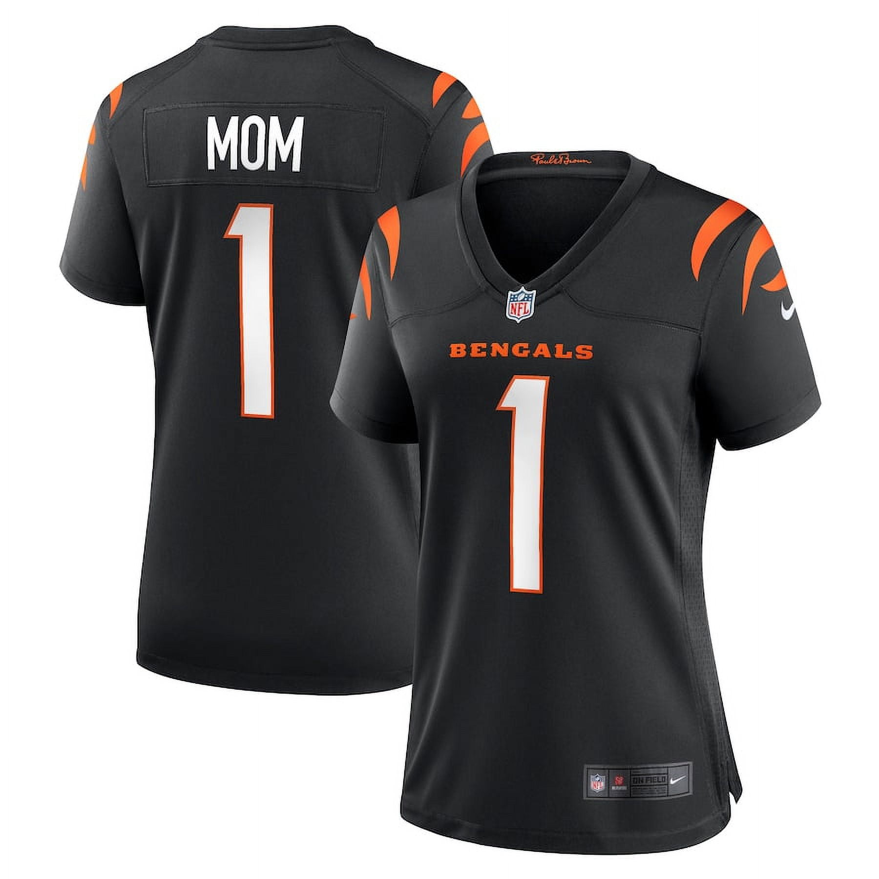 Women's Cincinnati_Bengals Number 1 Mom Black Game Jersey - Walmart.com