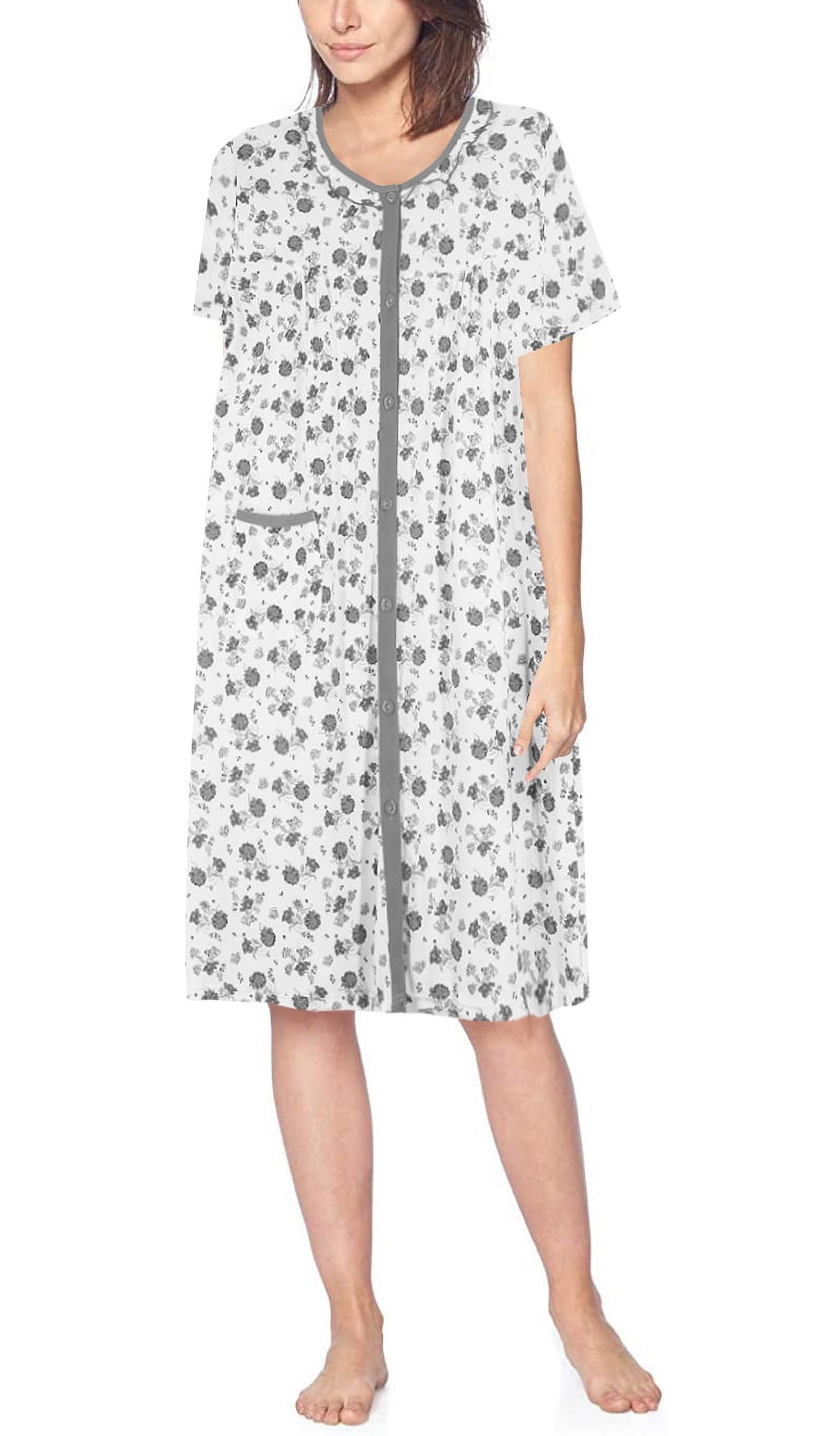 Women's Classic Button Up Closure Floral Duster Nightgown Lounger Robe ...