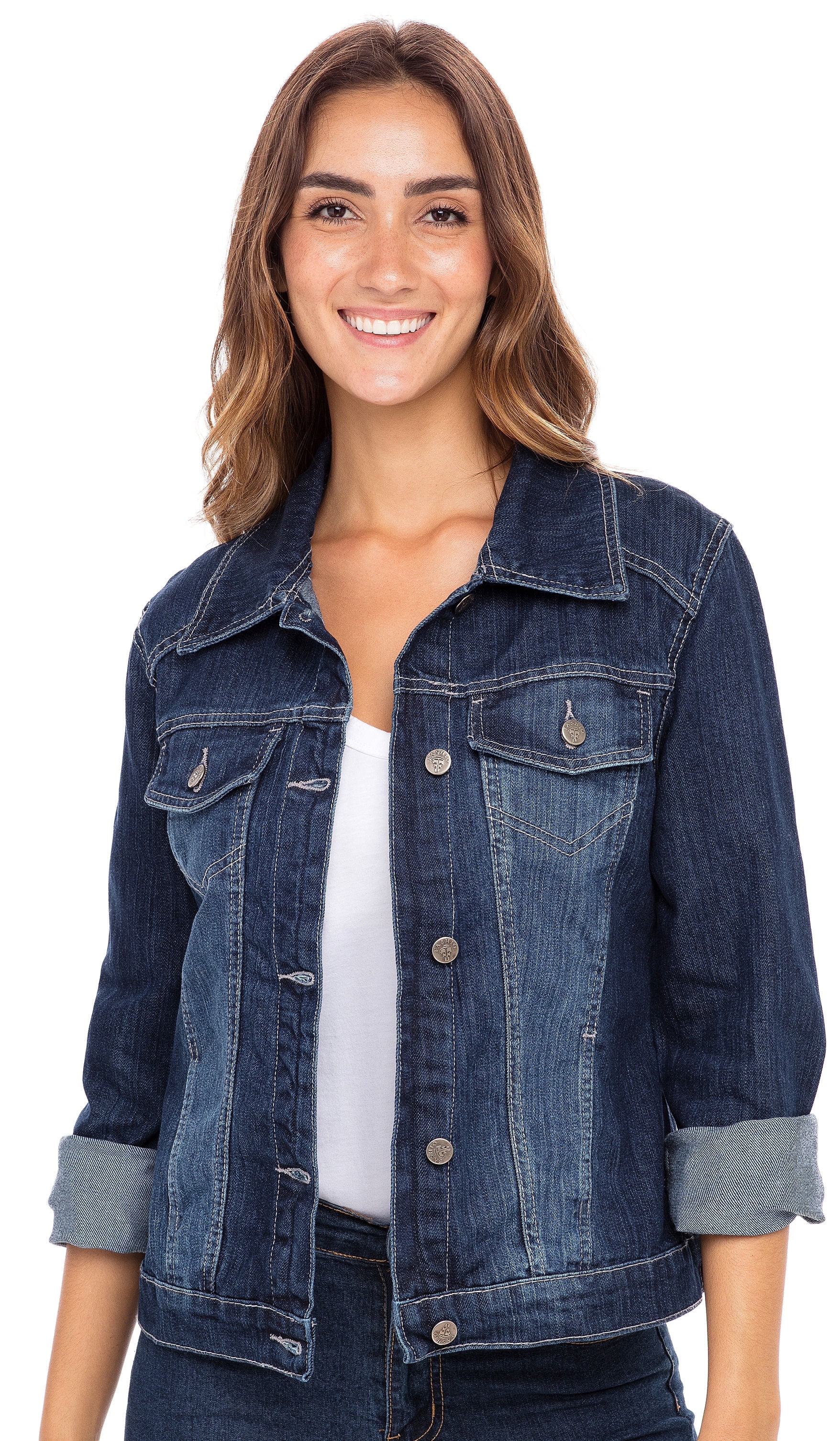 Women's Classic Denim Jacket– Button-Up, Long Sleeve, Casual Jean Coat ...