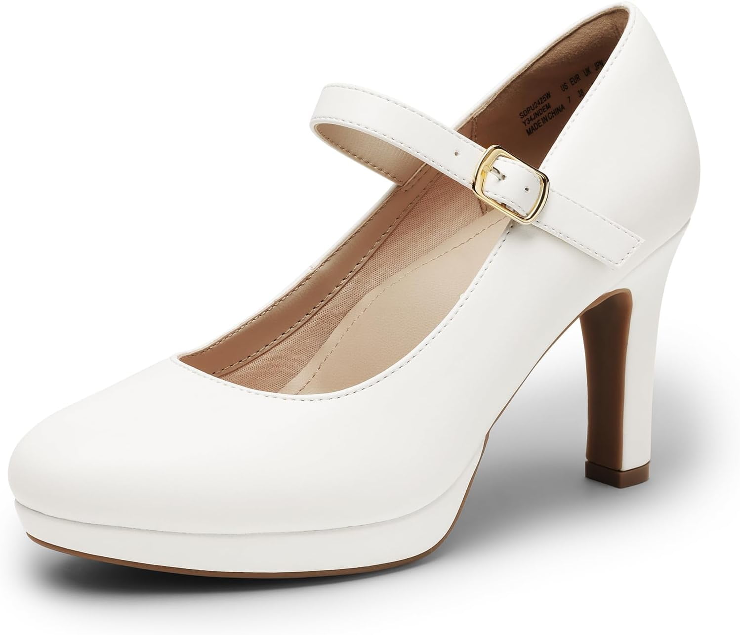 Women's Classic High Heels Close Toe Round Toe Comfortable Low Platform ...