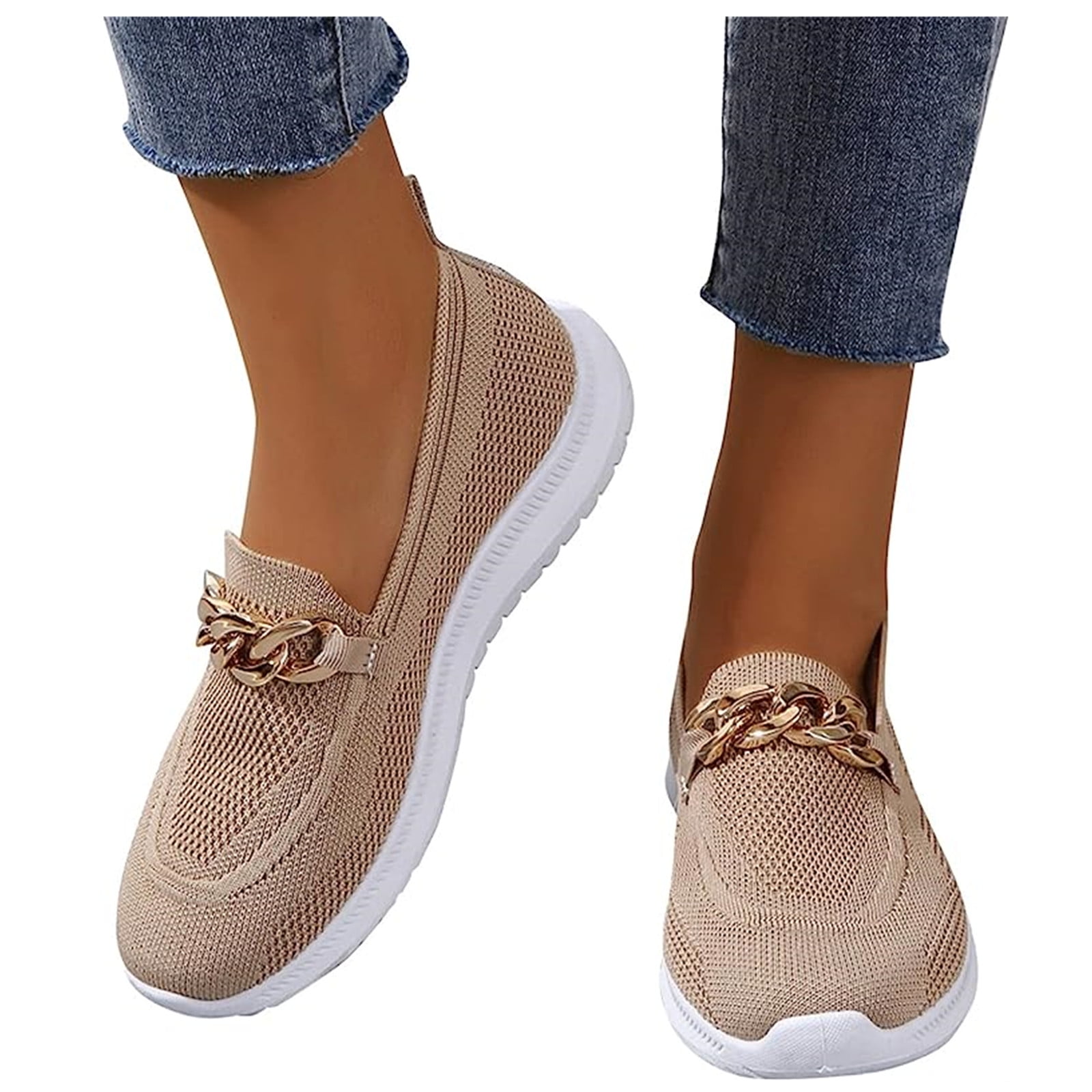 Women's Classic Knitted Loafers Casual Cute Slip-On Fashion Closed Toe ...