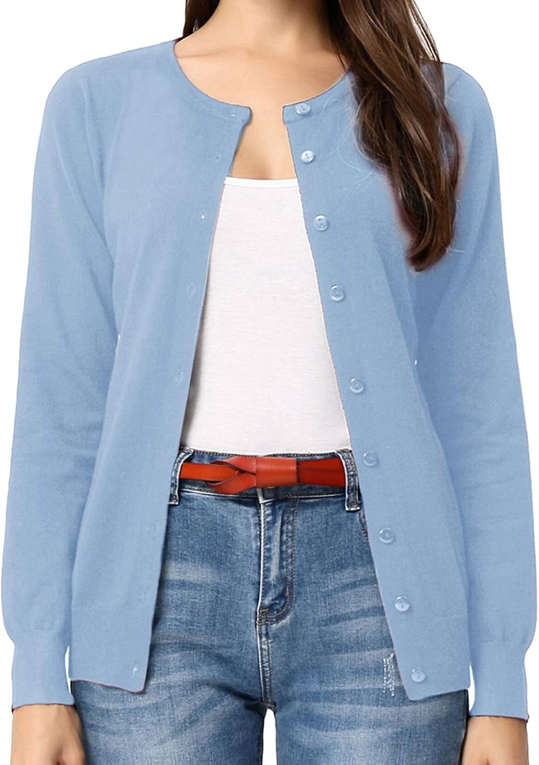 Women's Classic Long Sleeve Knit Cardigan Sweaters Casual Open Front ...