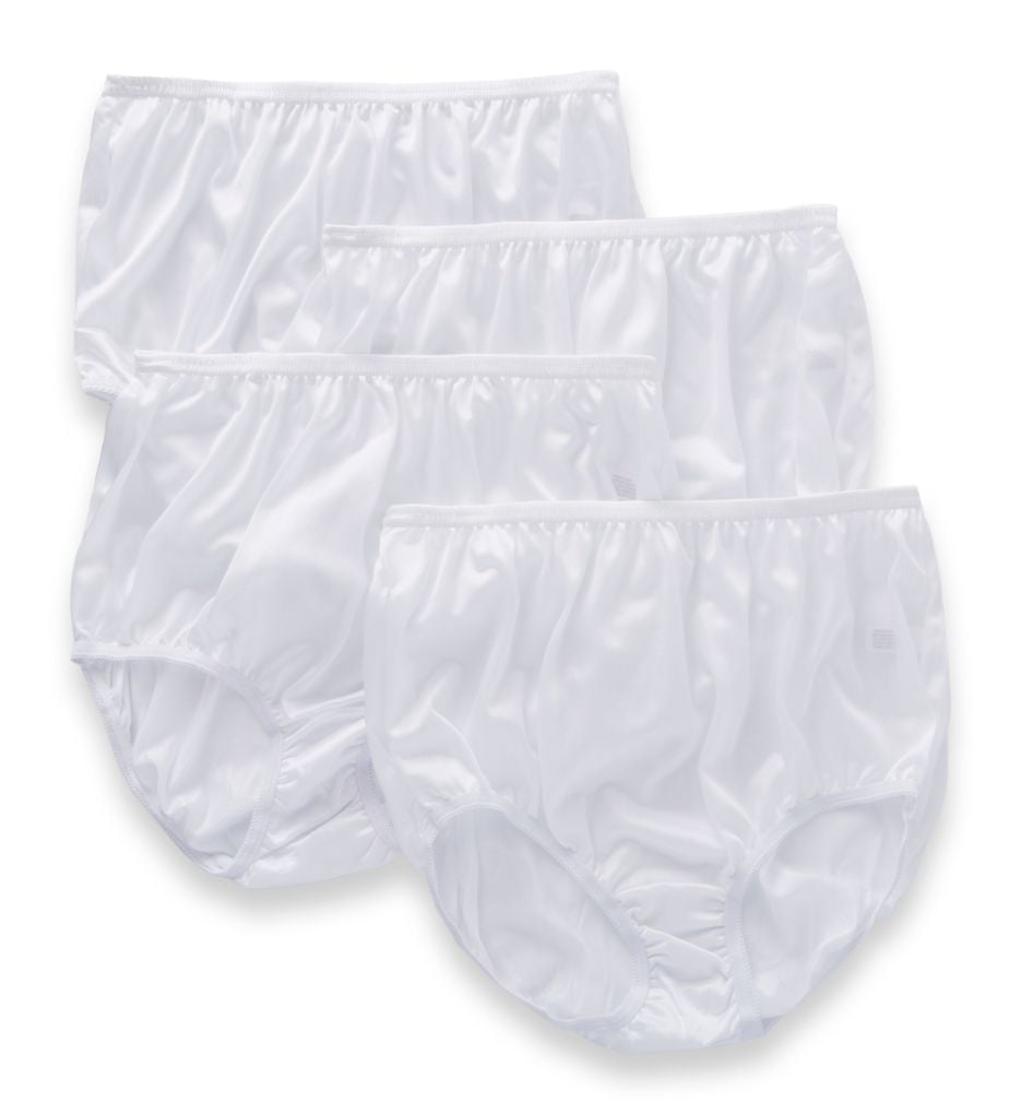 Teri Lingerie Women's Classic Nylon Brief Panty, Full Coverage, 4 Pack ...
