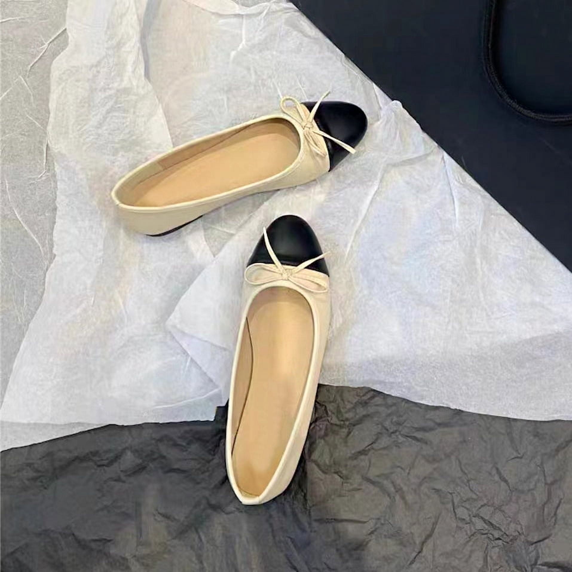 Women's Classic Round Toe Ballet Flats, Chic Colorblock Slip-ons ...
