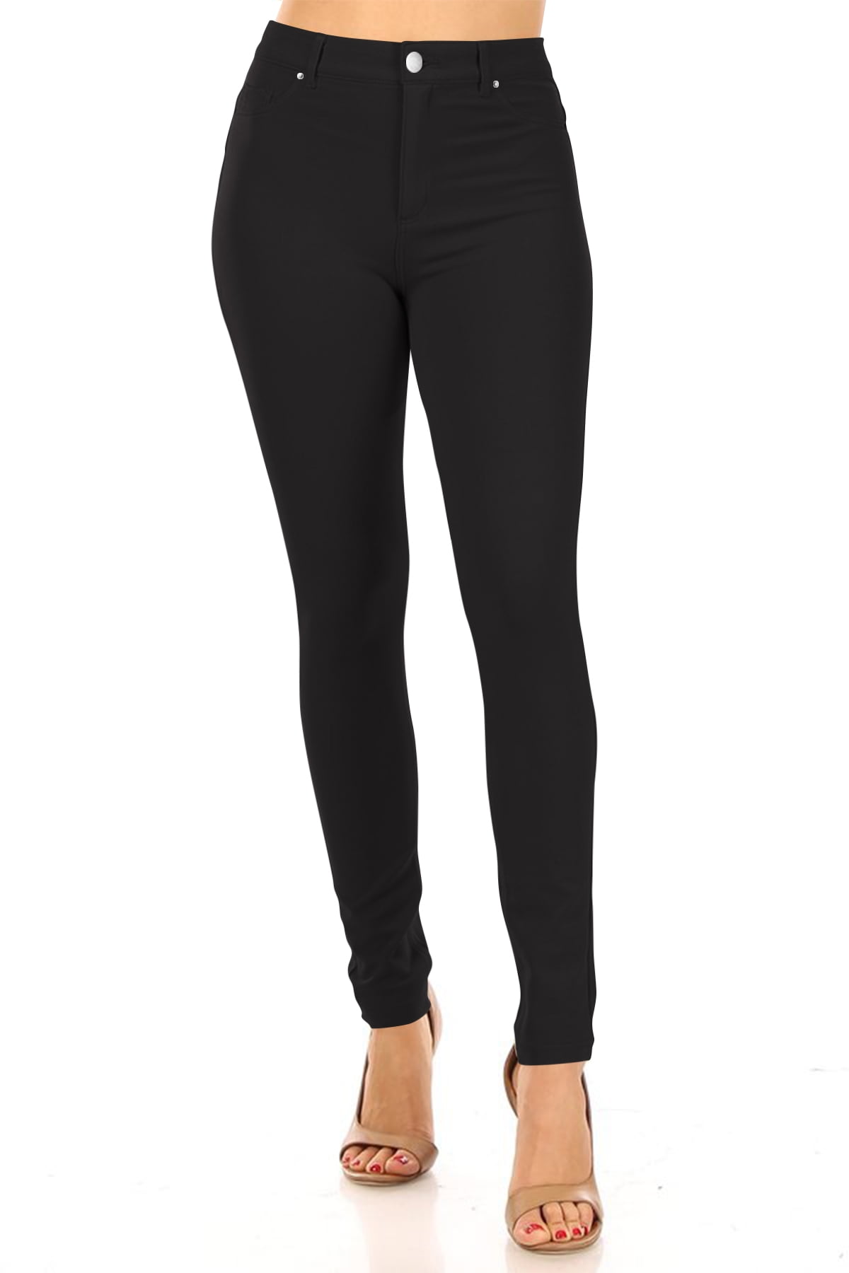 Women's Classic Skinny Ponte Pants Stretchy Mid-Rise Fit, 5-Pocket ...