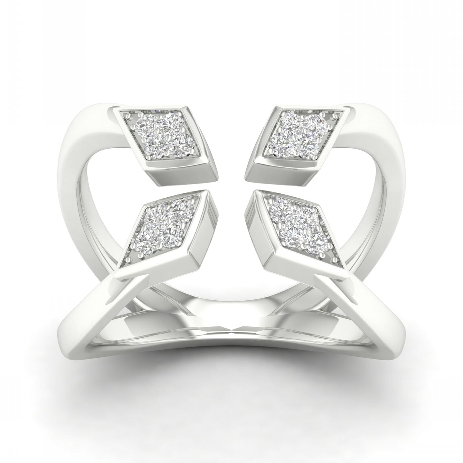 Women's Claw Style Diamond Ring, Open Cuff Diamond Engagement Ring ...