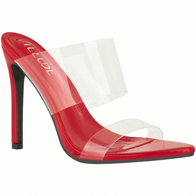 Women's Clear Pointed Toe Sandals Stiletto Heels Transparent Strap High ...