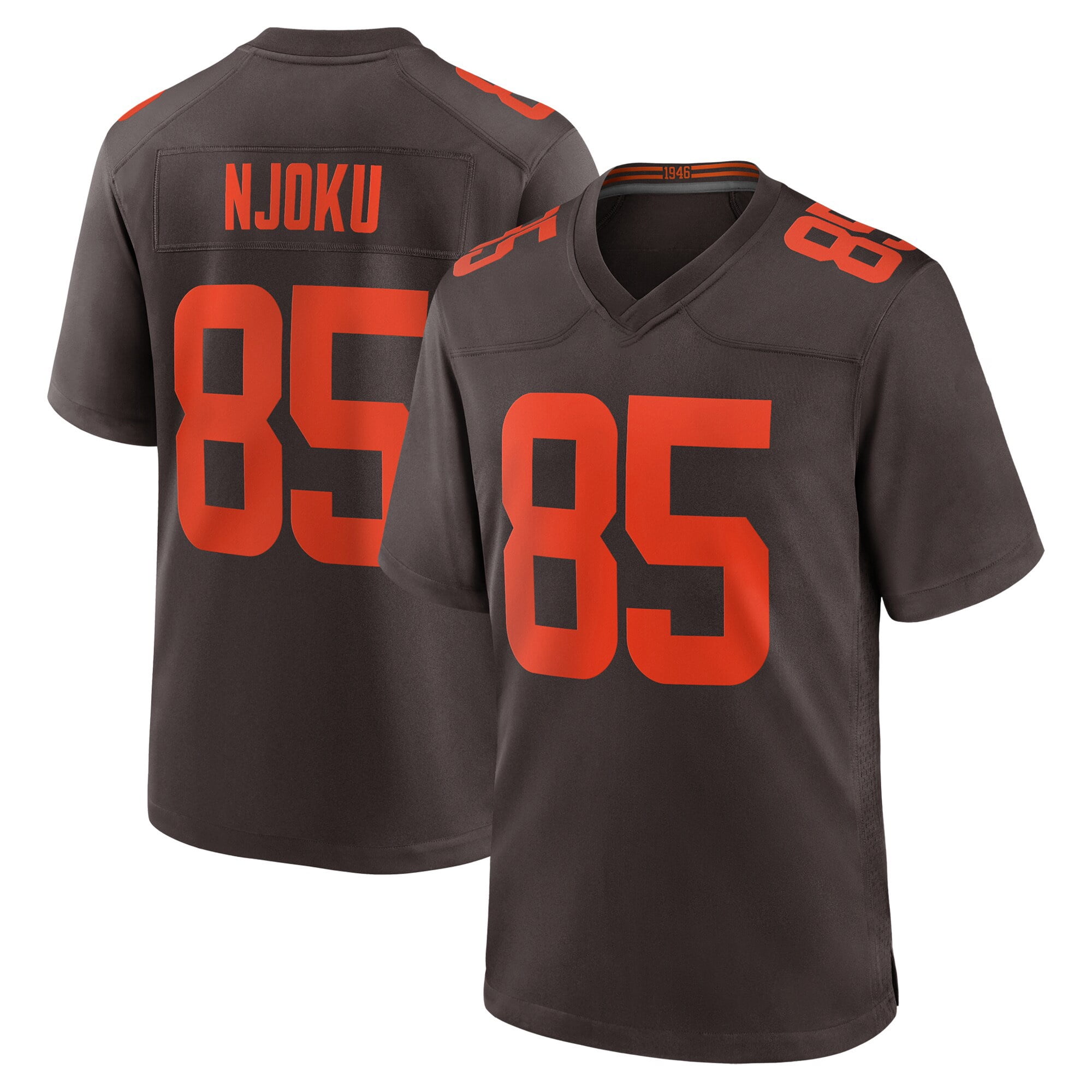 Women's Cleveland Njoku 85 Brown Alternate Sports Player Game Stitched ...