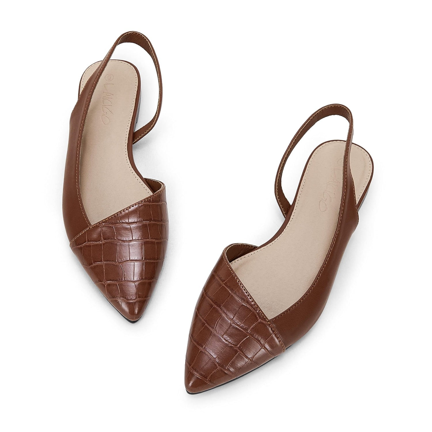 Women's Closed Pointed Toe Flats Slingback Low Heel Slip-on Cutout ...