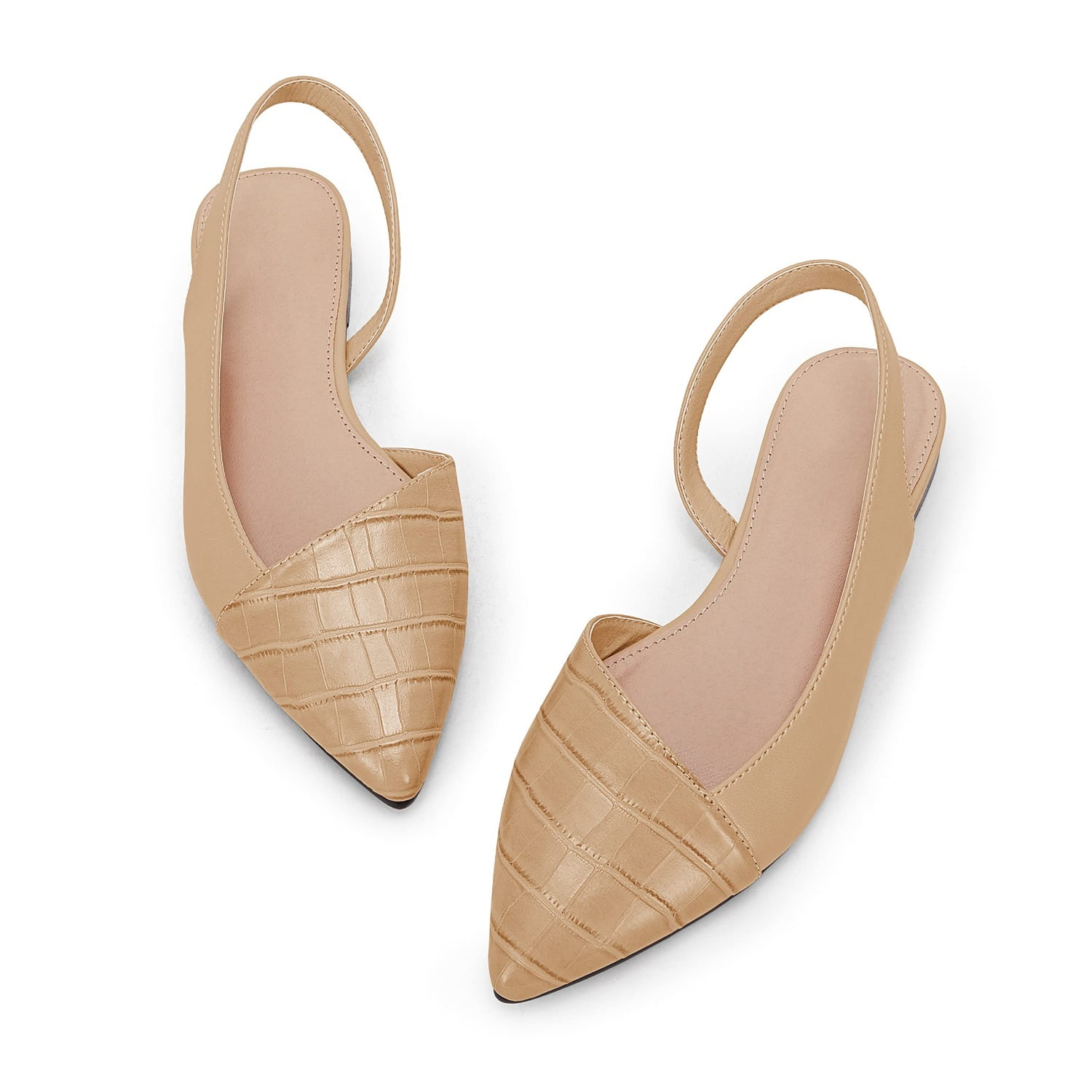 Women's Closed Pointed Toe Flats Slingback Low Heel Slip-on Cutout ...