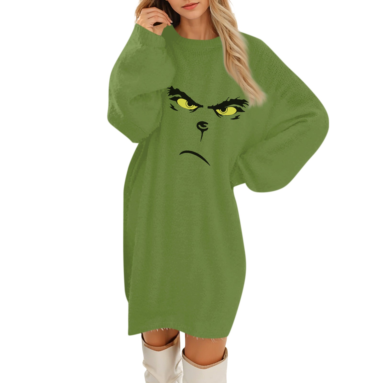 Women's Clothing Grinch Green Dress Women, 2025 Casual Fashion Crew ...