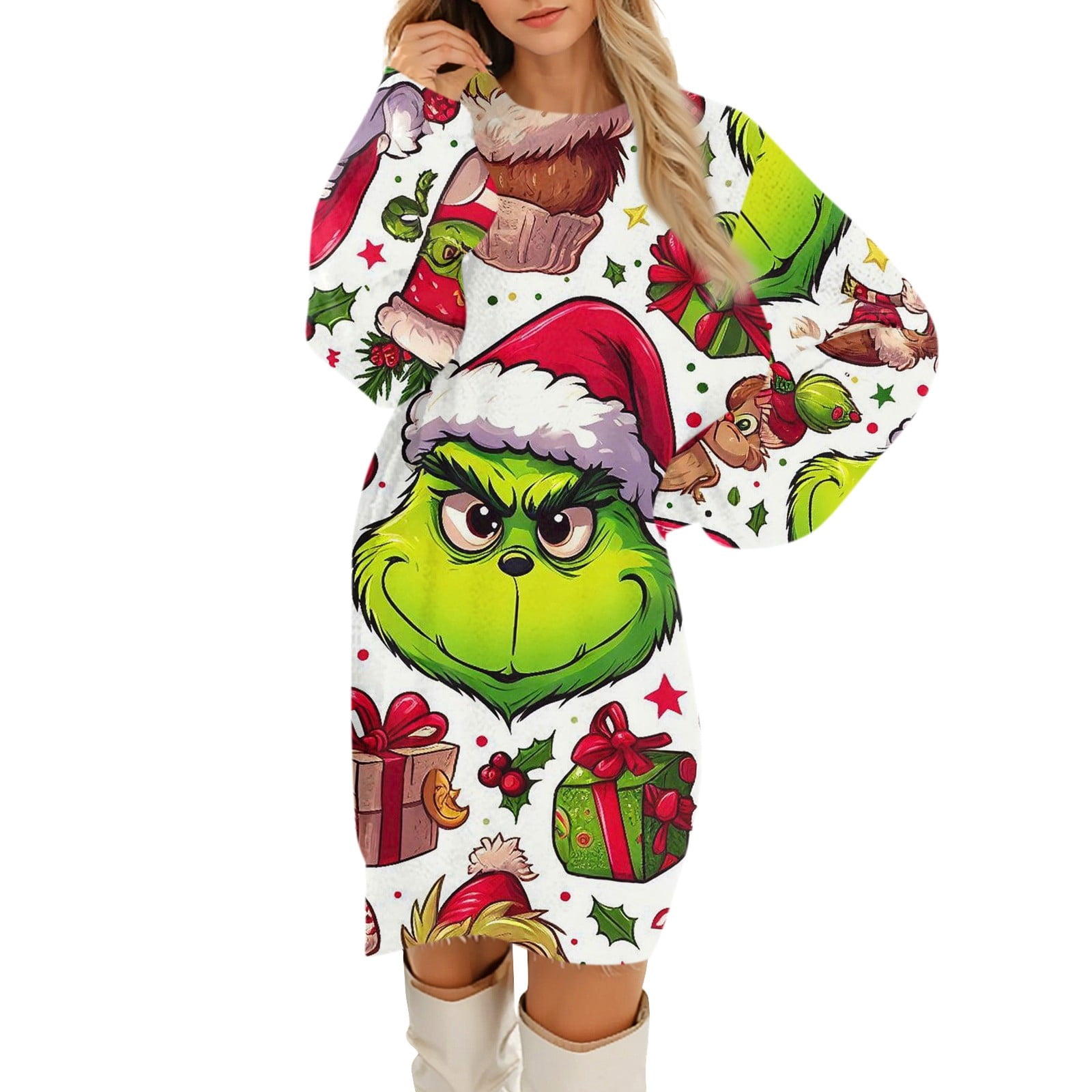 Women's Clothing Grinch Green Dress Women, 2025 Casual Fashion Crew ...