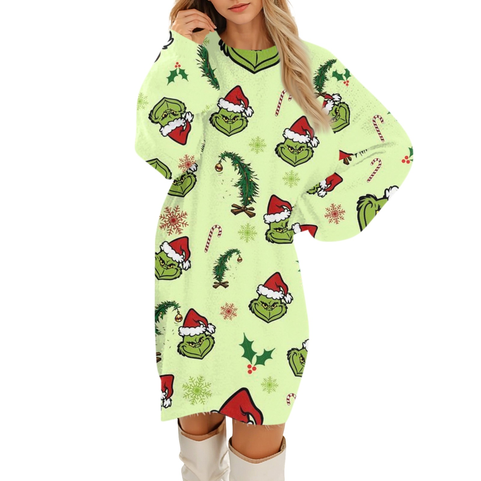 Women's Clothing Grinch Green Dress Women, 2025 Casual Fashion Crew ...
