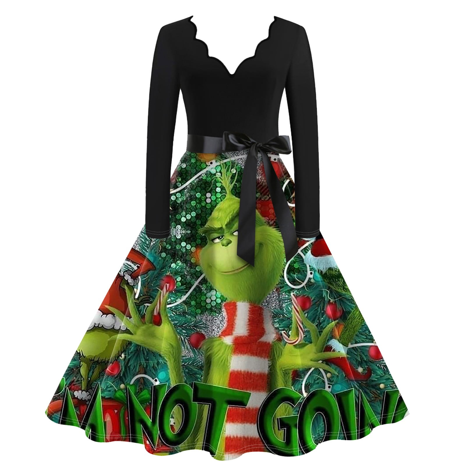 Women's Clothing Grinch Green Dress Women, 2025 Casual Fashion V-Neck ...