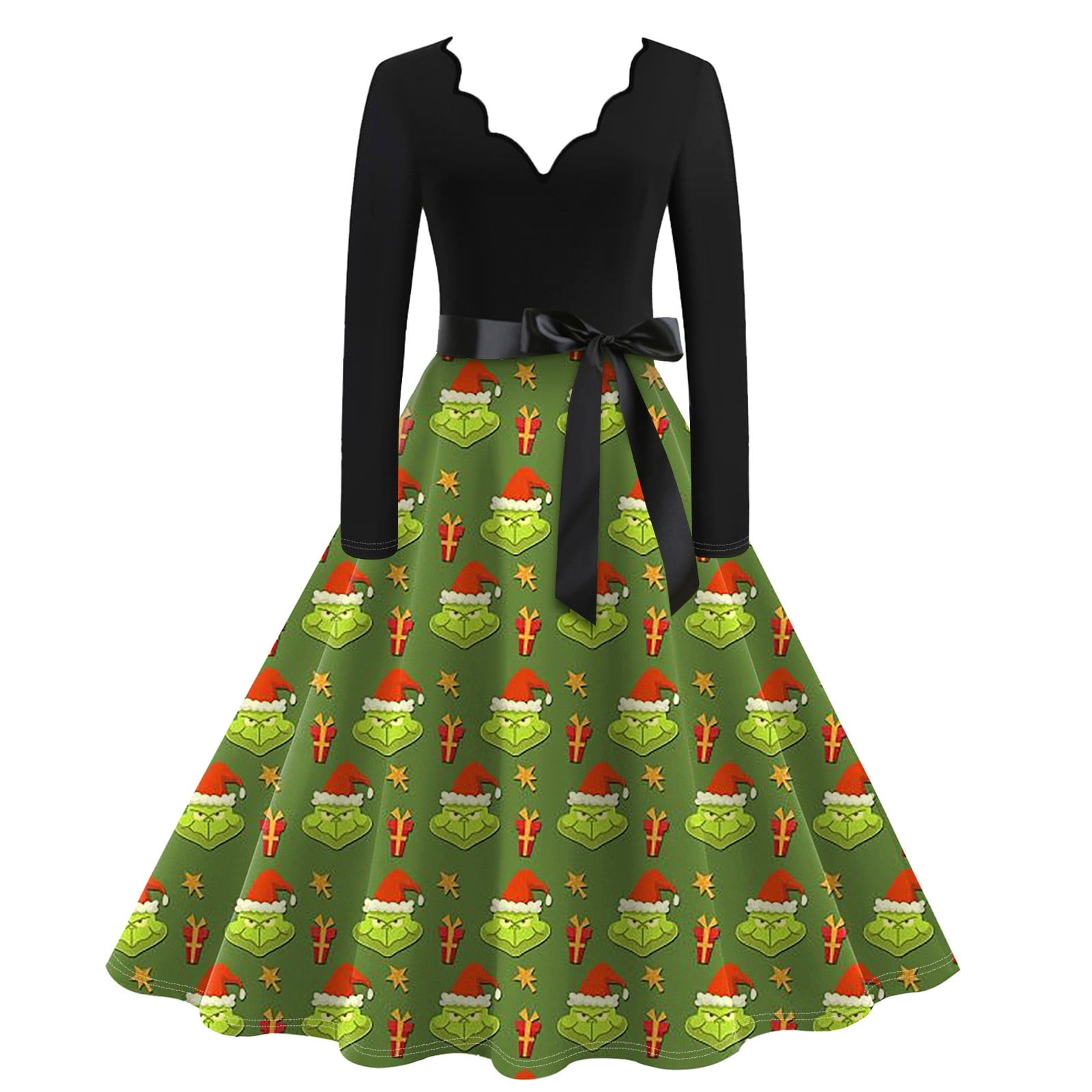 Women's Clothing Grinch Green Dress Women, 2025 Casual Fashion V-Neck ...