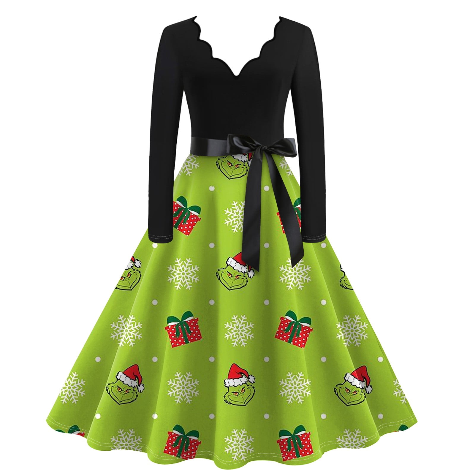 Women's Clothing Grinch Green Dress Women, 2025 Casual Fashion V-Neck ...