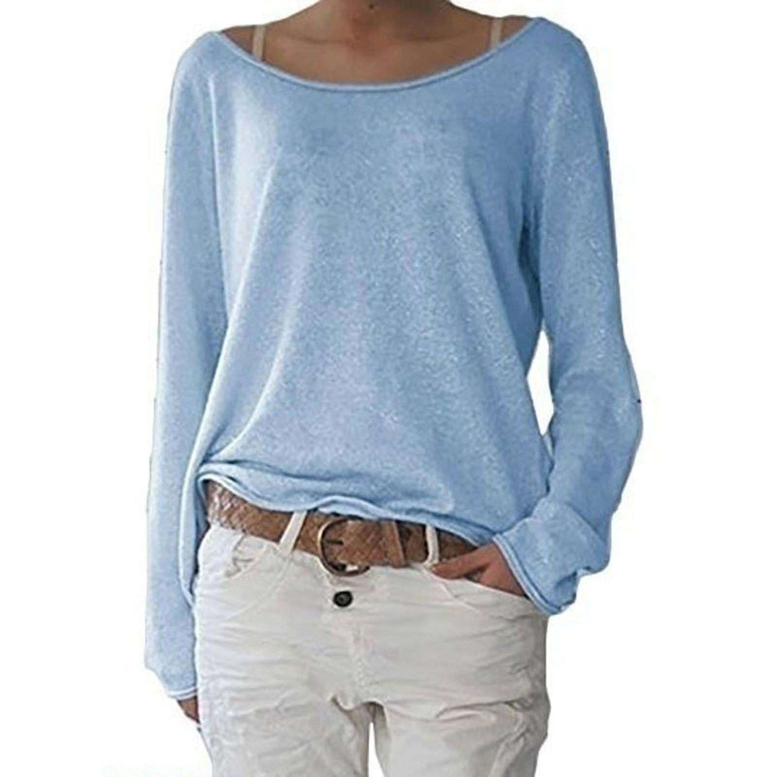 Women's Clothing Long Sleeve Cotton Pure Color T Shirts Blouse Shirt ...