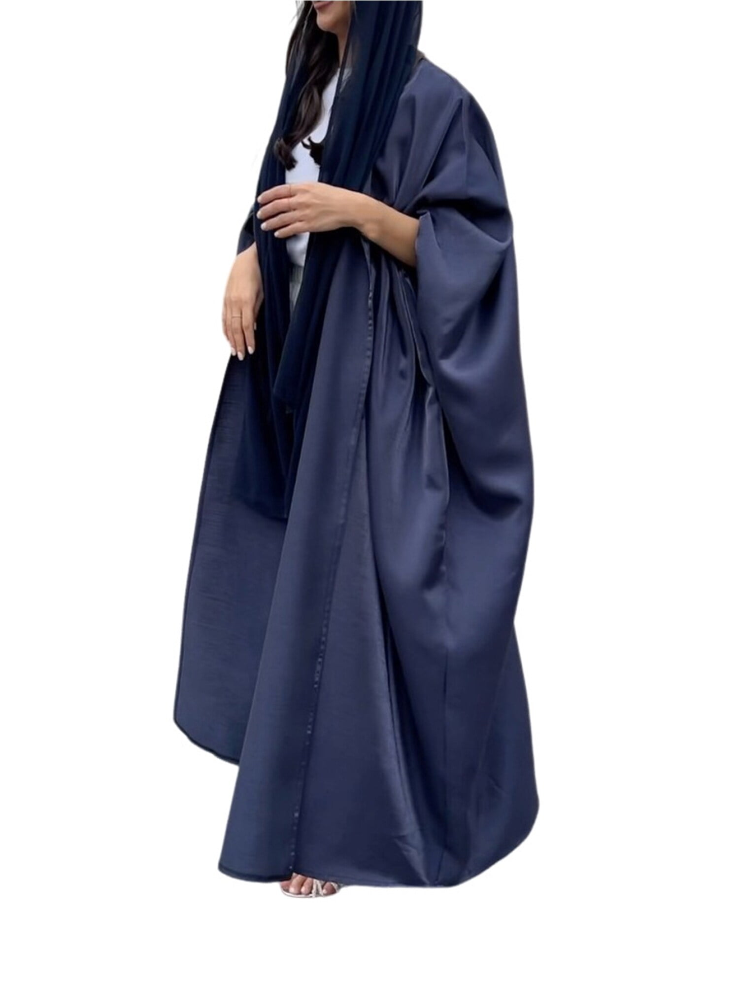 Women's Clothing Middle Eastern Abaya Shiny Silk Satin Color Robe ...