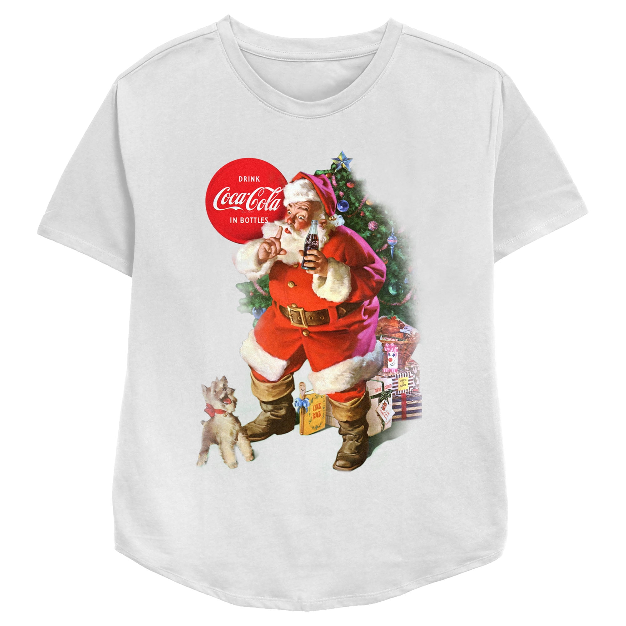 Women's Coca Cola Christmas Drink in Bottles Logo Graphic Tee White X ...