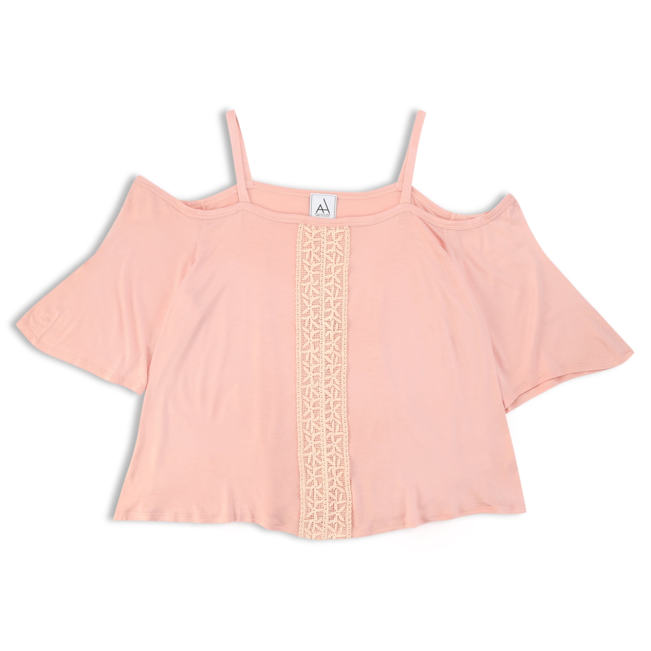American High Women’s Cold Shoulder Top with Lace Inset, Sizes S-XL ...
