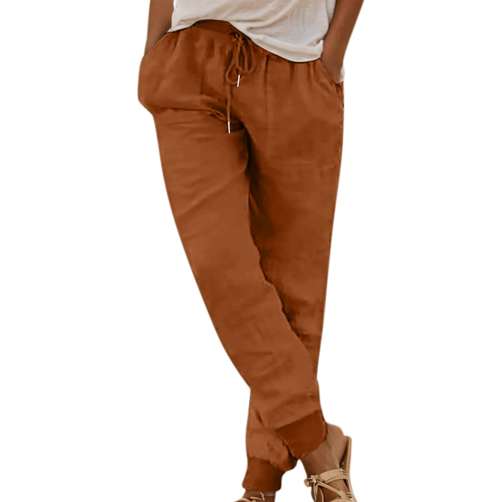 Women's Colored Casual Elastic Waist Pants - Rope Pocket, Comfortable ...