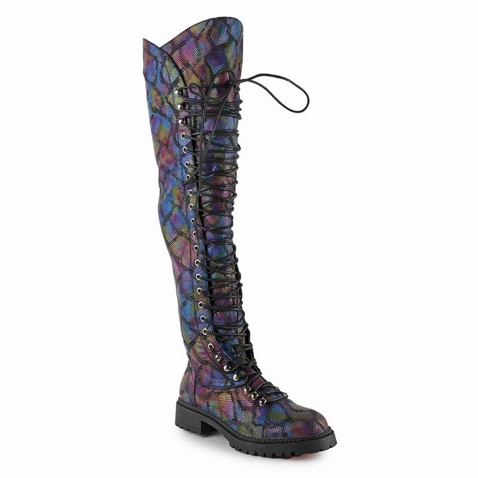 Women's Colorful Snake-print Over the Knee Riding Combat Boot - Walmart.com