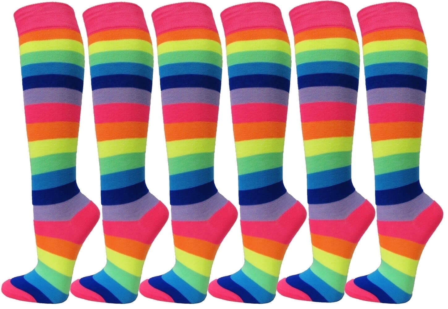 Women's Colorful Variety Design Assorted Knee High Stocking Socks, Neon ...
