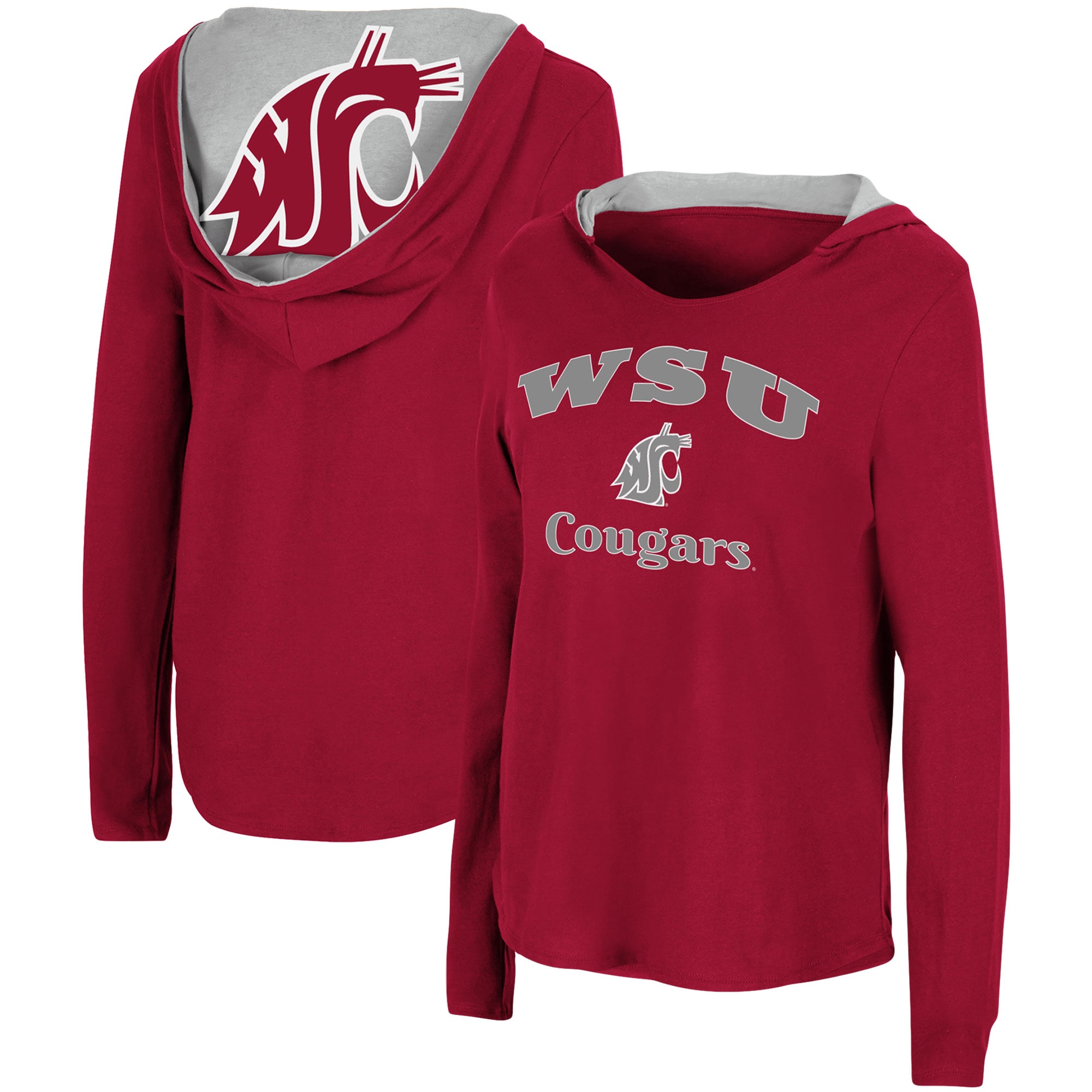 Women's Colosseum Crimson Washington State Cougars Catalina Hoodie Long ...