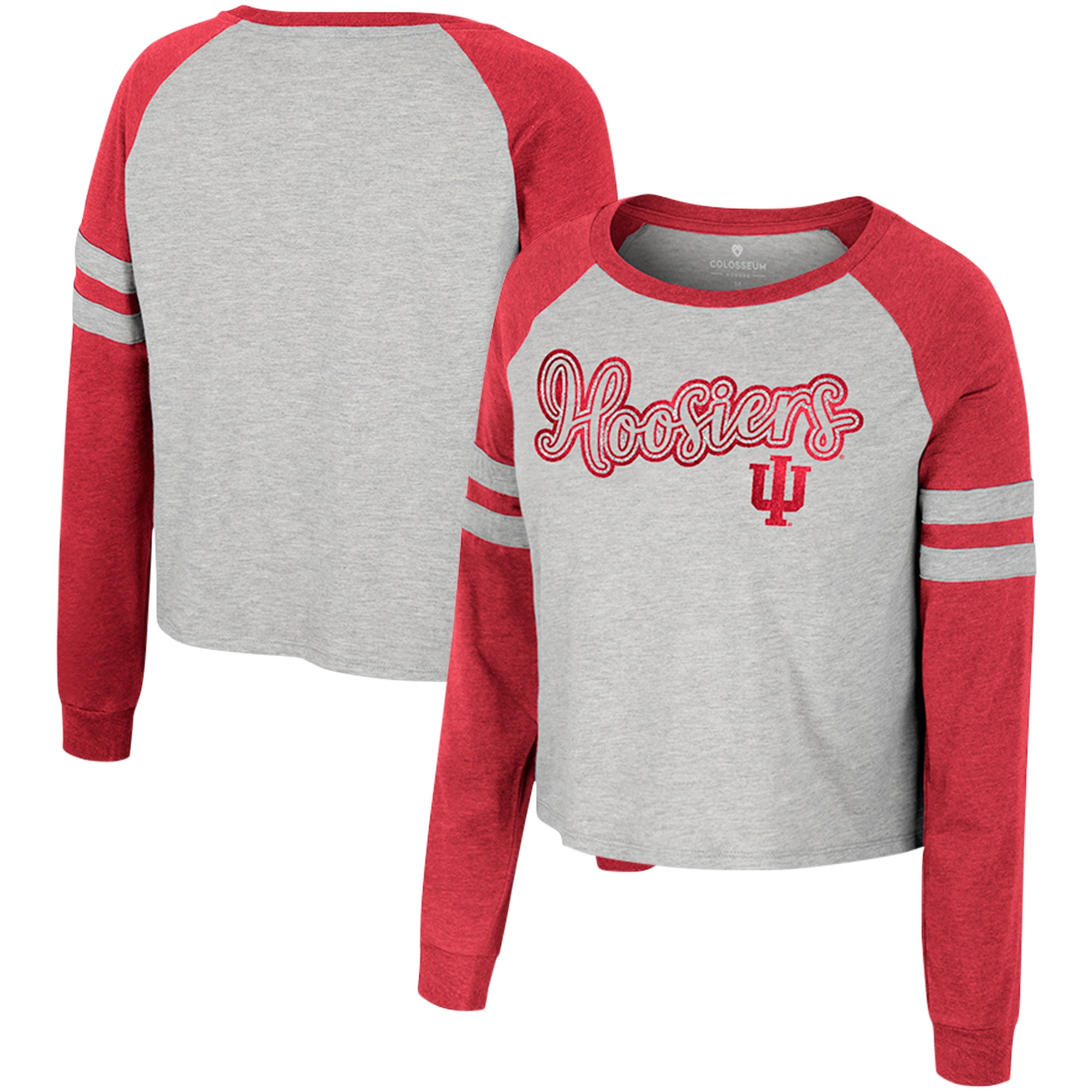 Women's Colosseum Heather Gray Indiana Hoosiers I'm Gliding Here Raglan ...