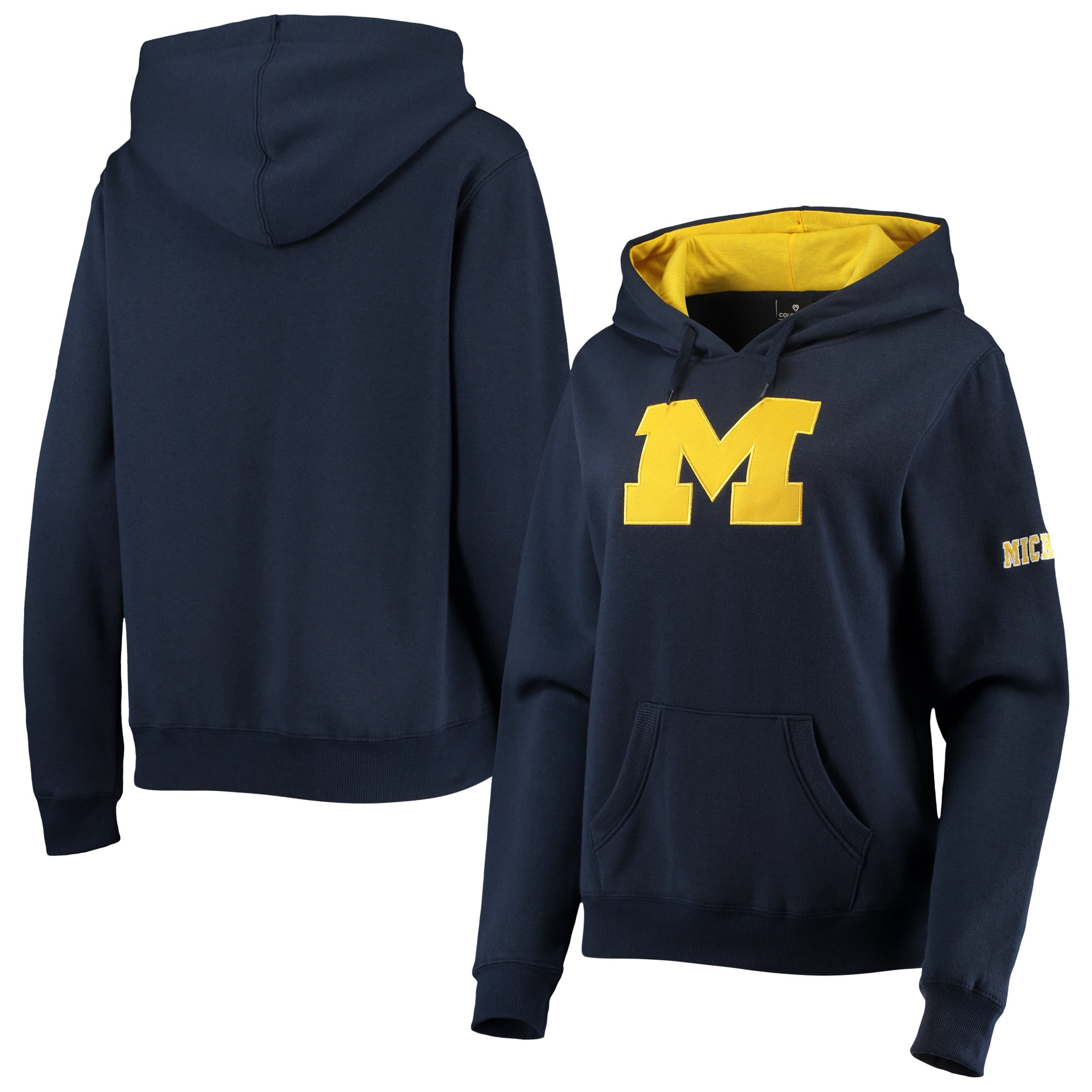 Colosseum Women's Navy Michigan Wolverines Big Logo Pullover Hoodie ...