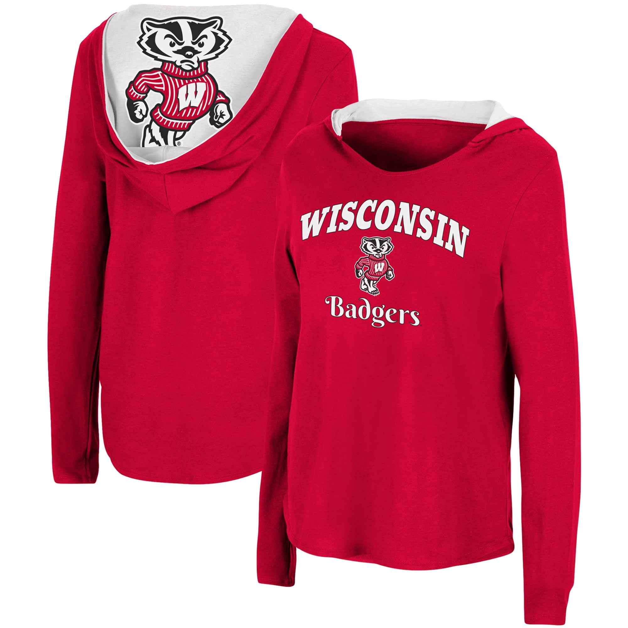 Women's Colosseum Red Wisconsin Badgers Catalina Hoodie Long Sleeve T ...