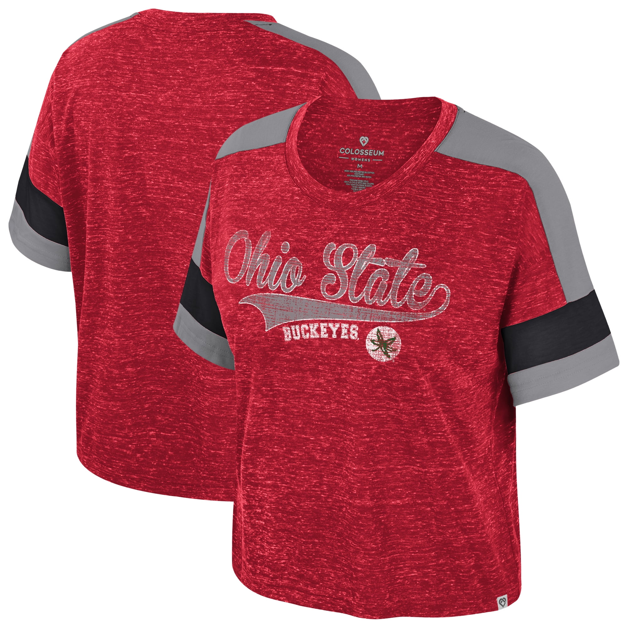 Women's Colosseum Scarlet Ohio State Buckeyes Color Block Scoop Neck T ...