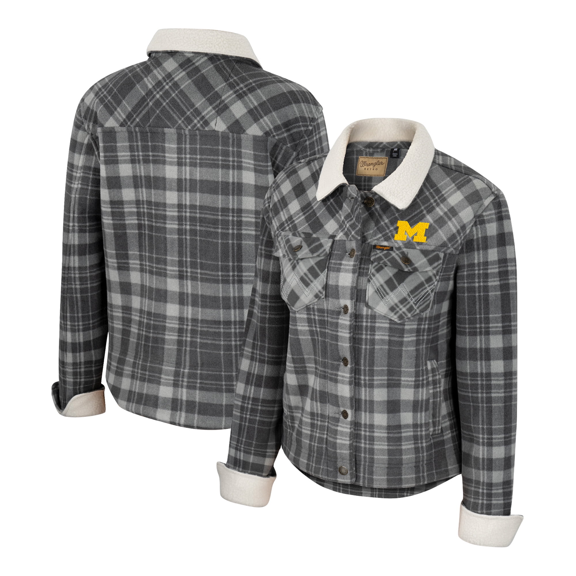 Women's Colosseum x Wrangler Charcoal Michigan Wolverines Plaid Polar ...