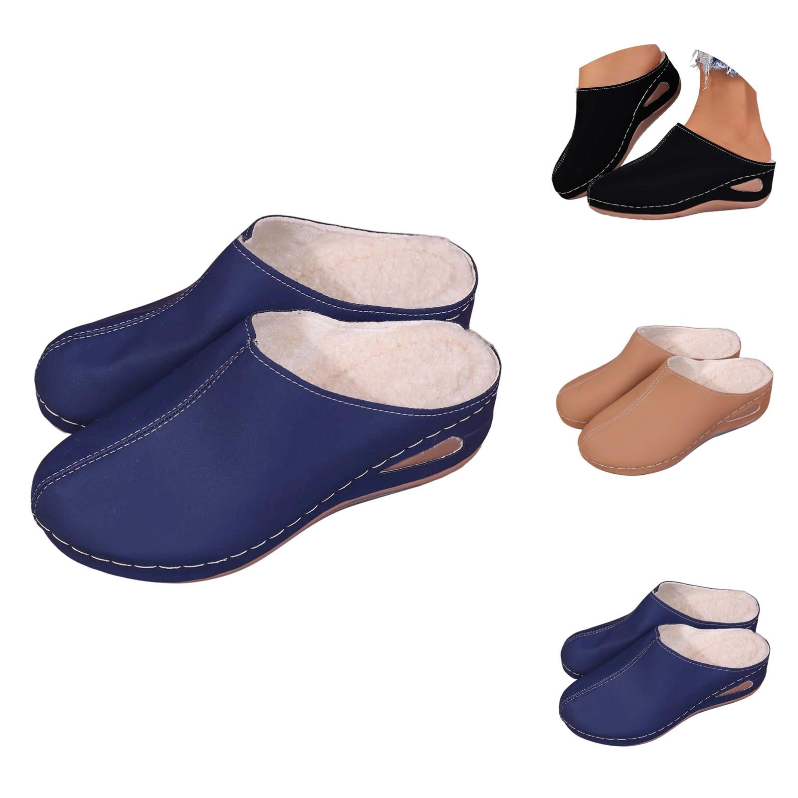 Women's Comfort Slip-On Clogs, Black Suede, Casual Indoor Outdoor Mules ...