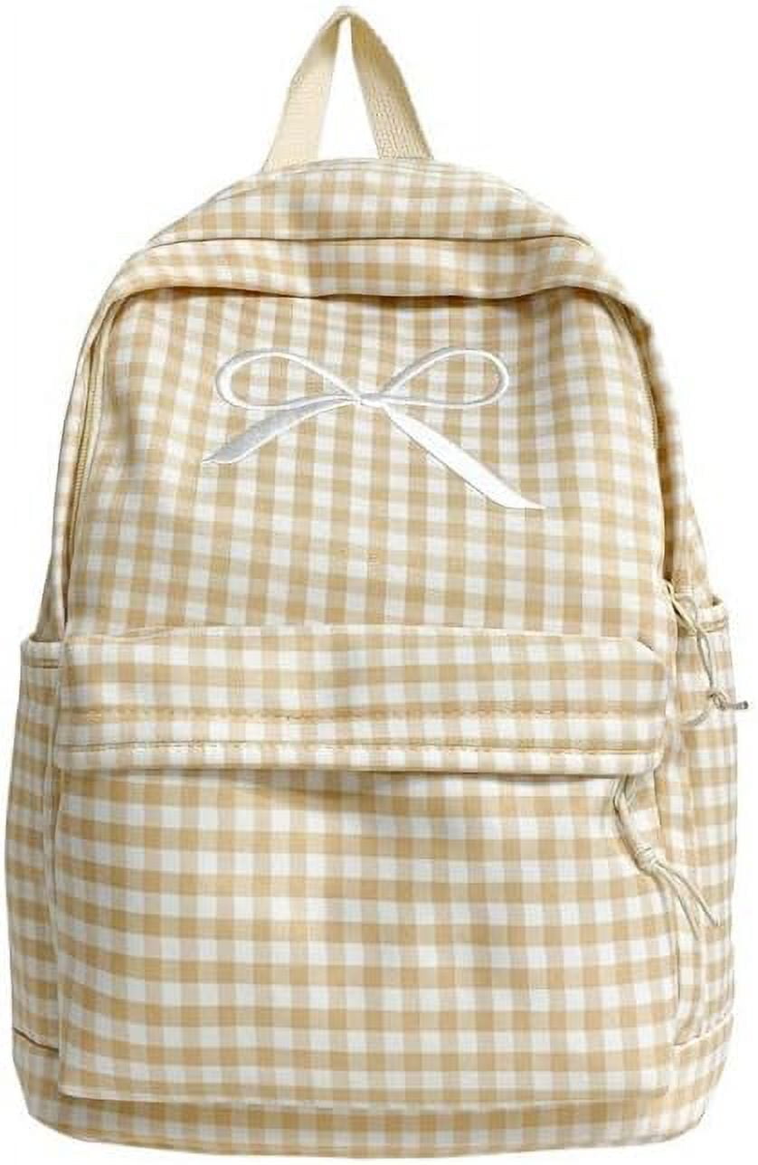 Women's Compact Cute Trendy Plaid Backpack Y2k Only Kawaii Bow Plaid ...
