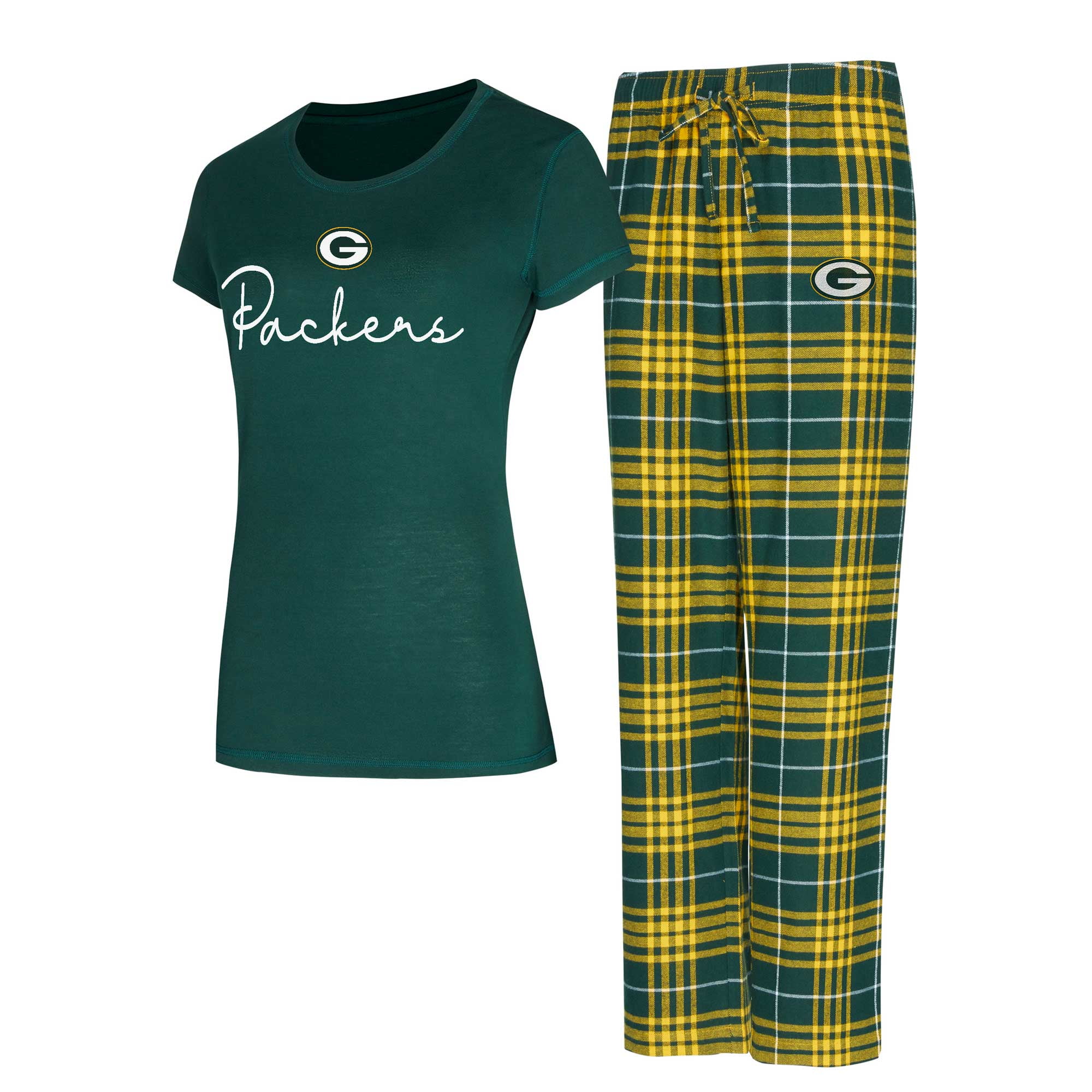 Women's Concepts Sport Green Bay Packers Vector T-Shirt & Flannel Pants ...