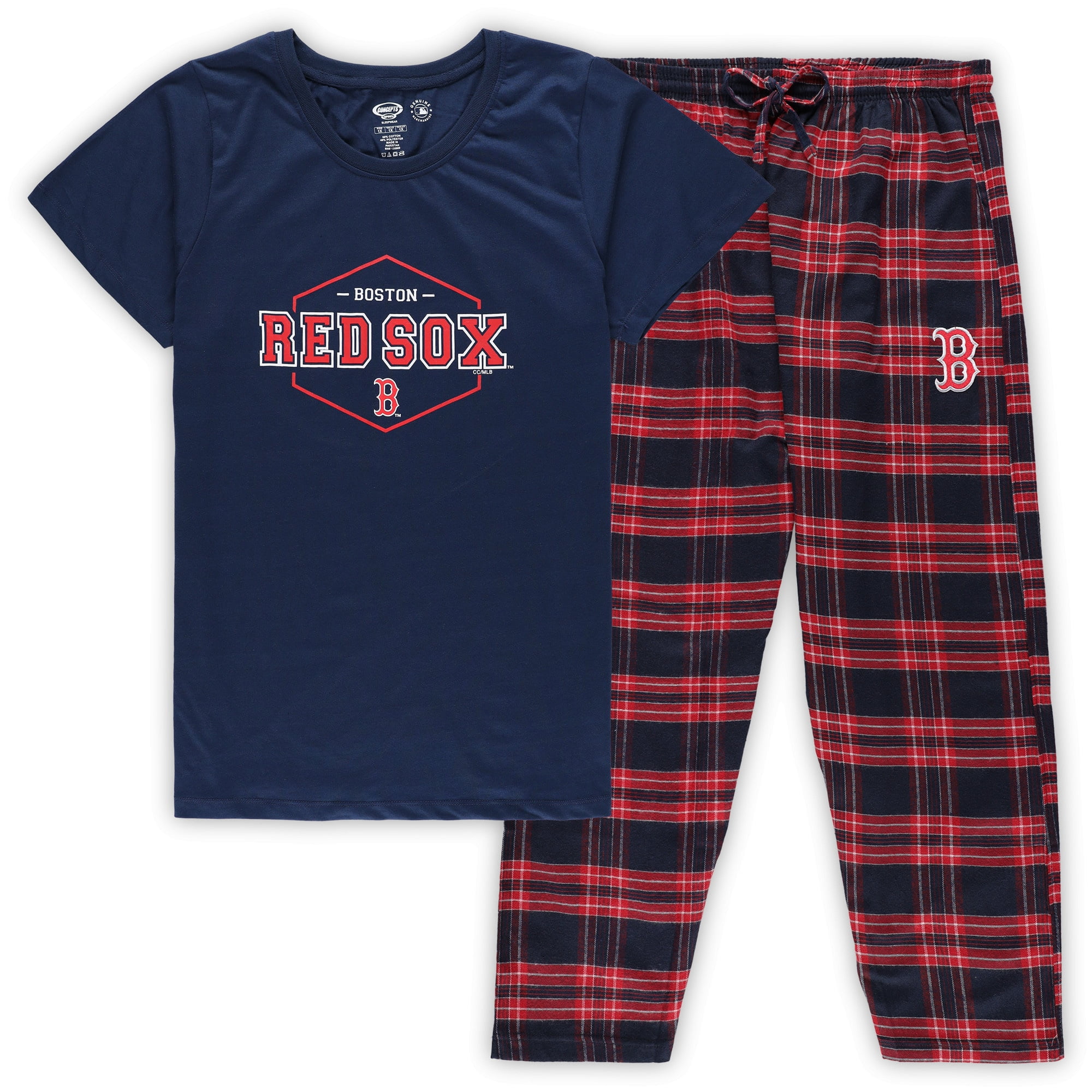 Women's Concepts Sport Navy/Red Boston Red Sox Plus Size Badge Sleep ...